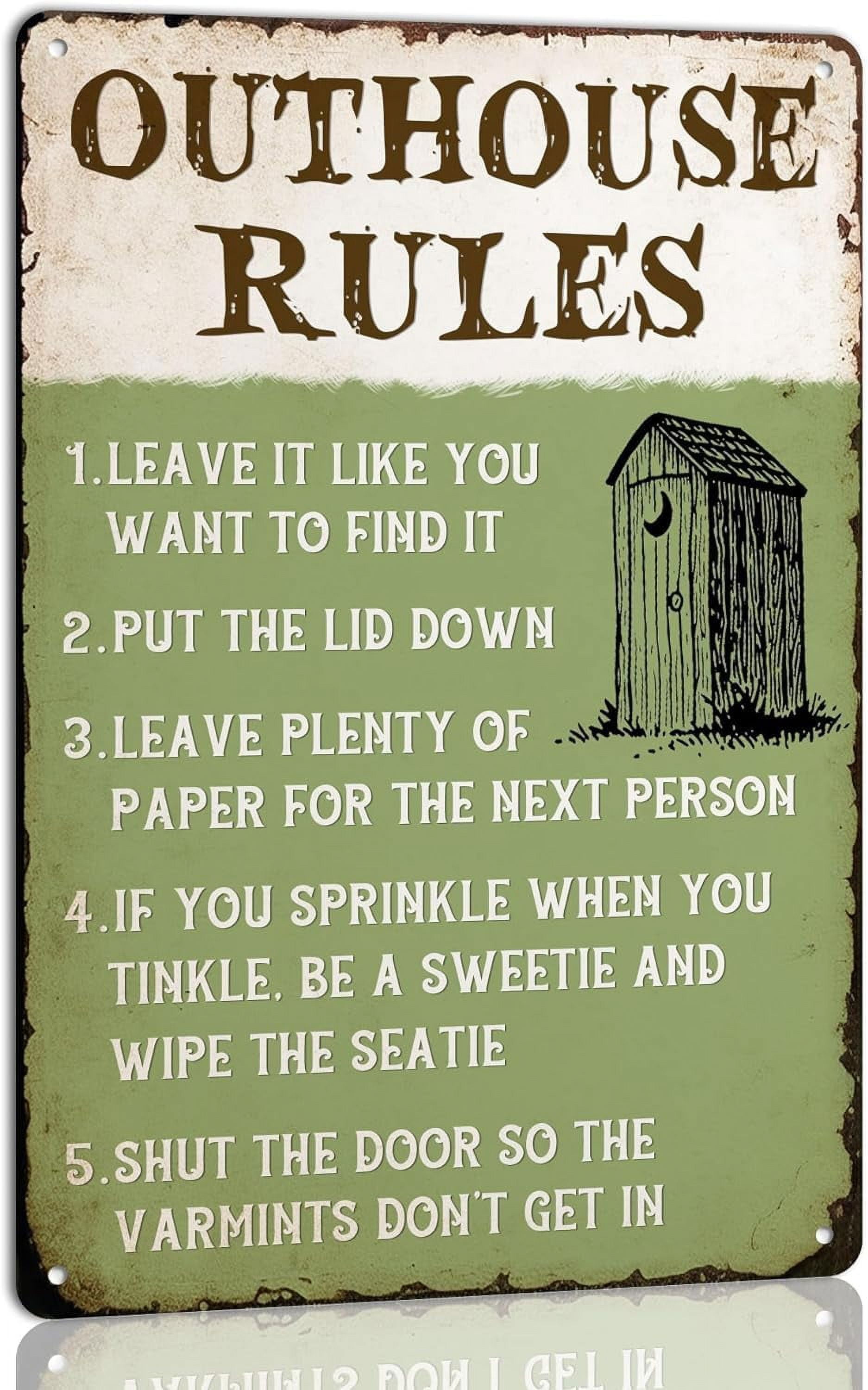 12x16 Inch Funny Outhouse Rules Metal Tin Sign Vintage Farmhouse Home ...