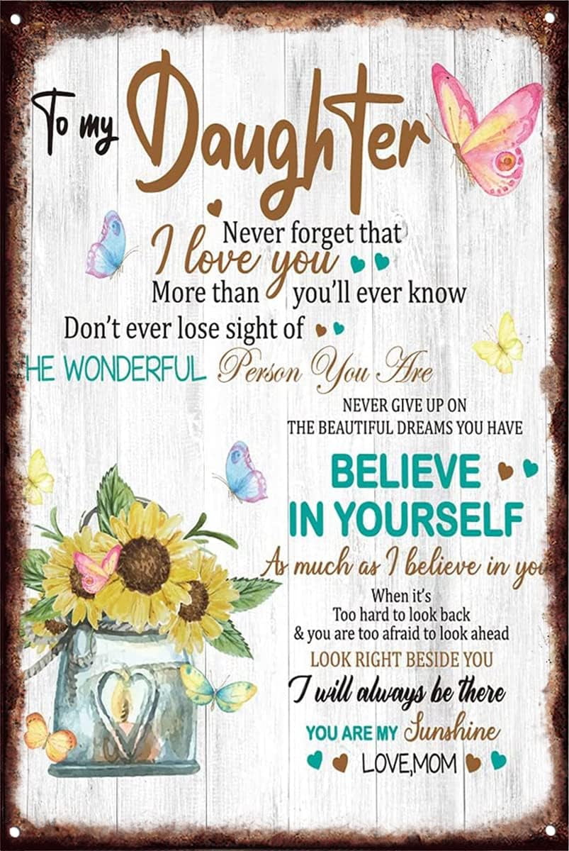 12x16 Inch Gifts For Daughter - Hangable Tin Sign Poem Prints Framed ...