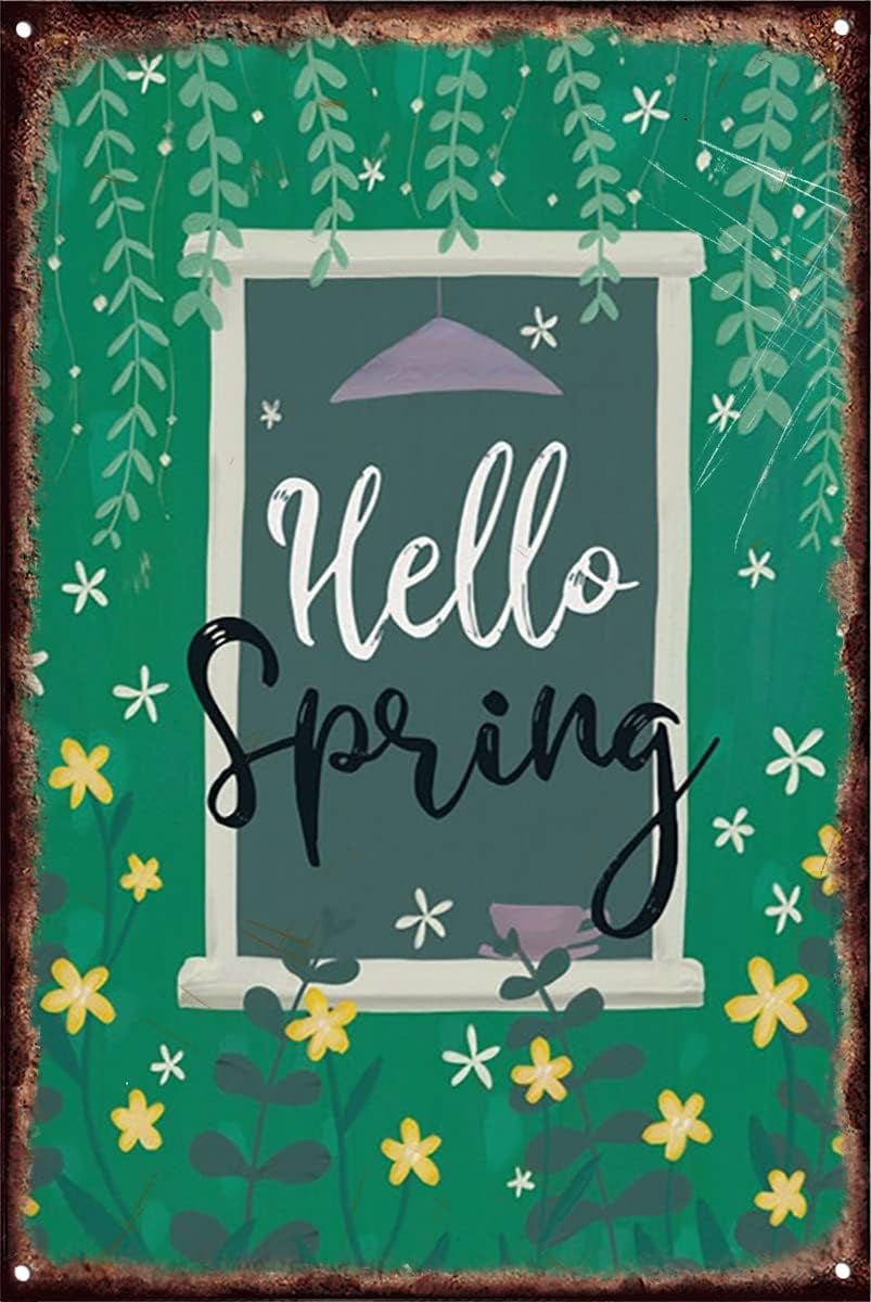 12x16 Inch Hello Spring Wall Art Spring Wall Decor Hello Spring Sign ...