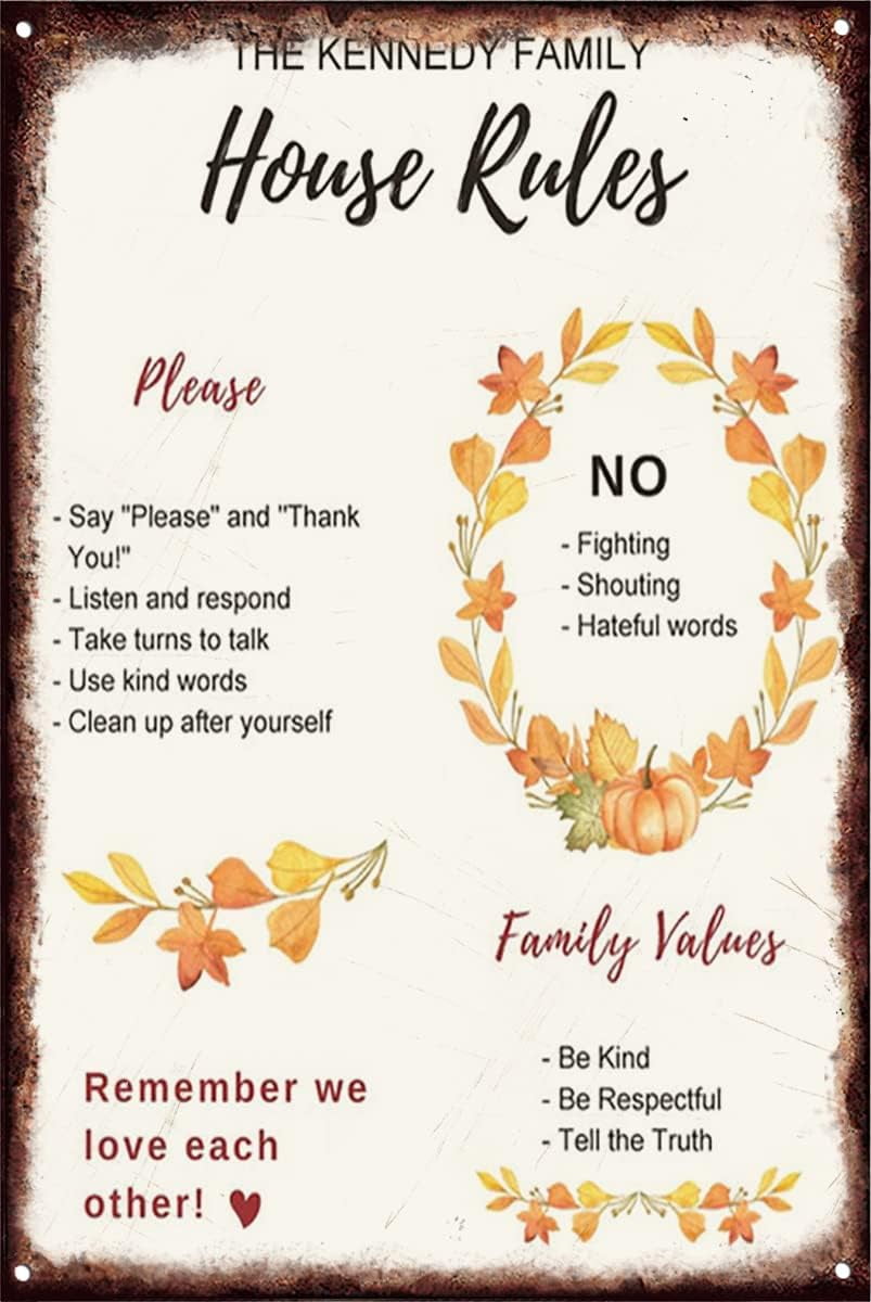 12x16 Inch House Rules For Kids House Rule Wall Art Family Rule Wall ...