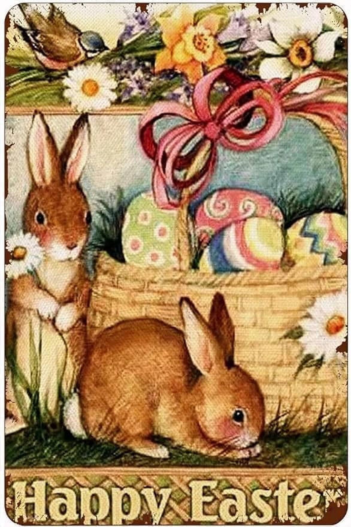 12x16 Inch Retro Happy Easter Tin Sign - Retro Plaque Metal Iron Sign ...