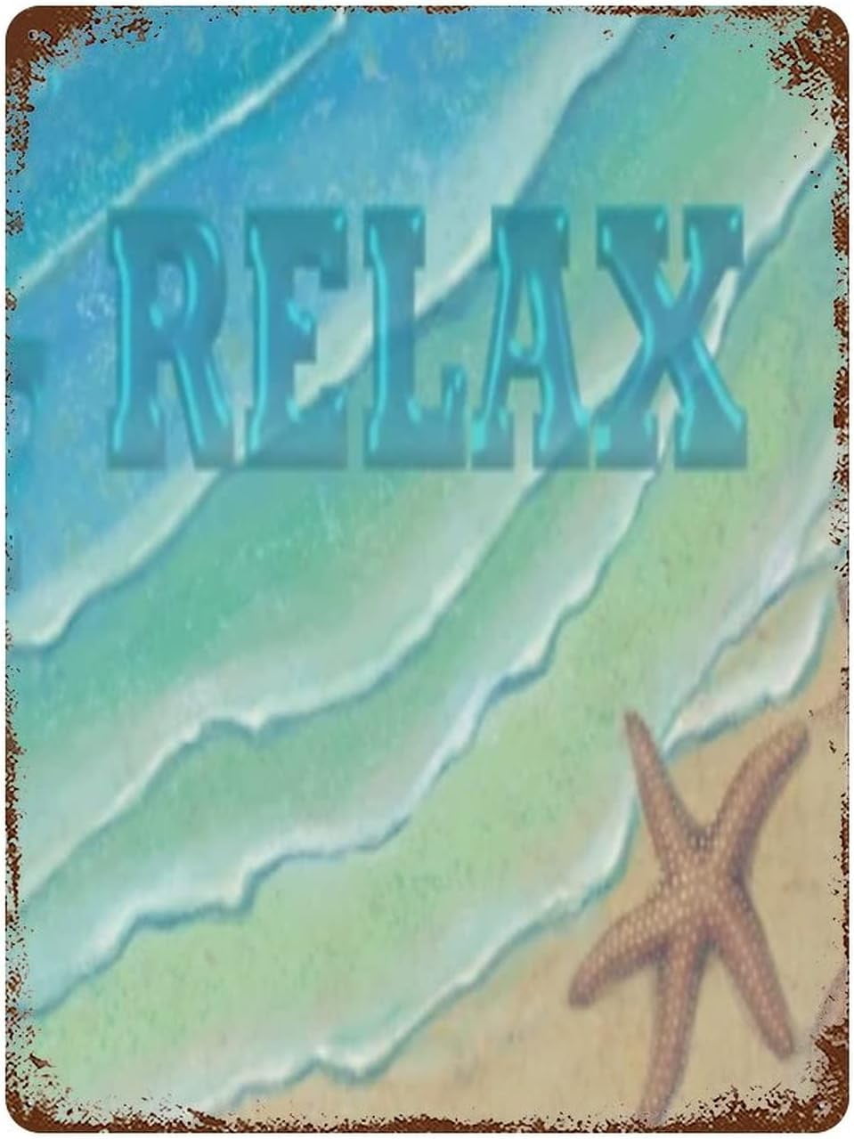 12x16 Inch Retro Metal Sign Relax Vintage Tin Sign Beach Wall Decor For ...