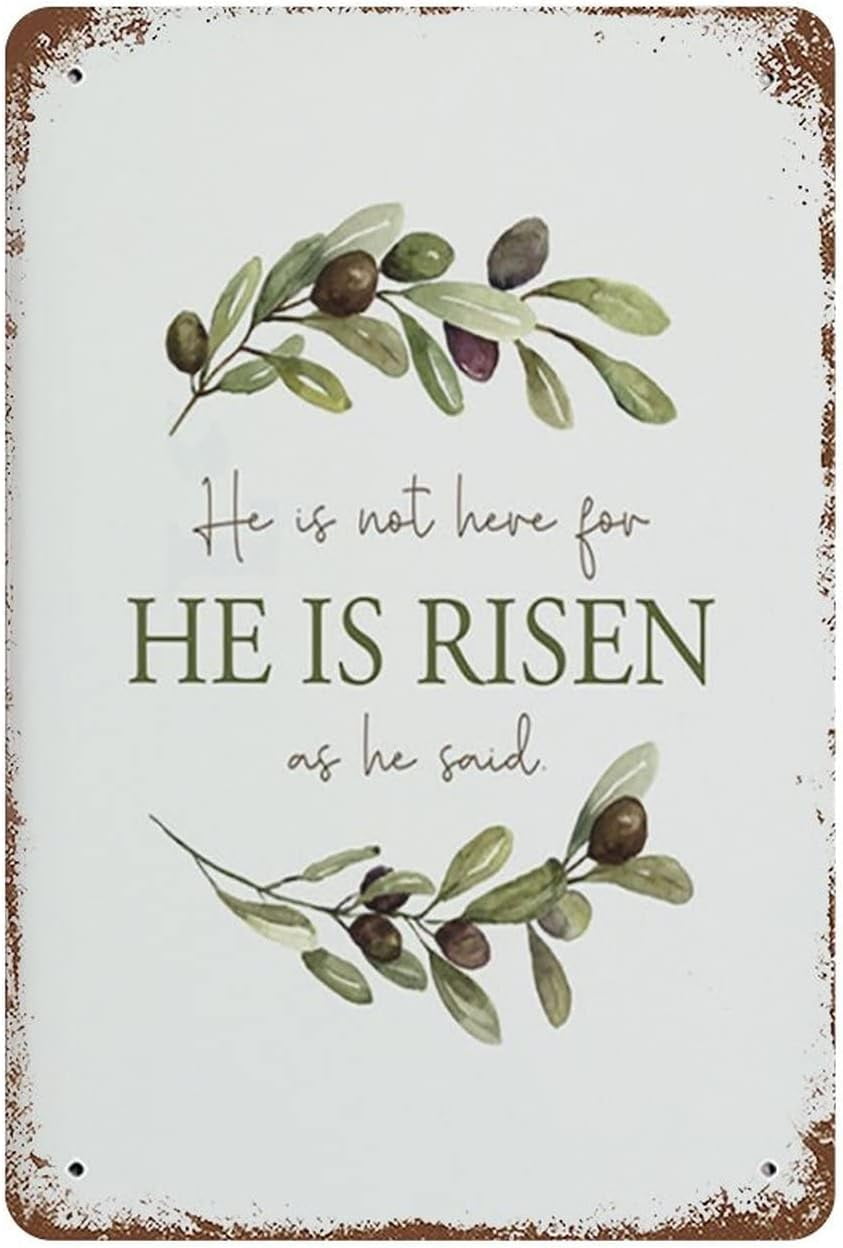 12x16 Inch He Is Risen Vintage Funny Metal Tin Sign Wall Art Home Decor ...