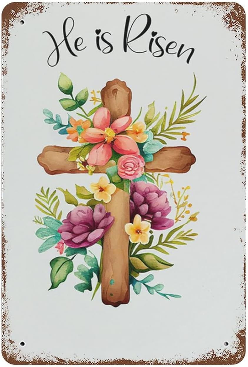 12x16 Inch He Is Risen Vintage Funny Metal Tin Sign Wall Art Home Decor Poster Kitchen Cafe Bar ...