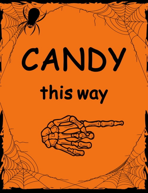 12x16 Inch Rustic Halloween Decor Candy This Way With Skull Right Arrow ...