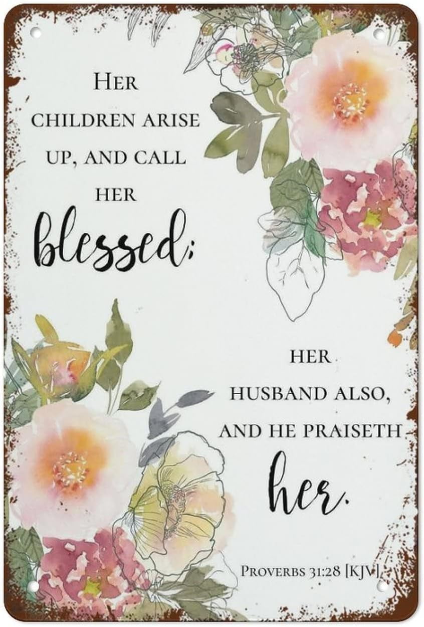 12x16 Inch Scripture Print Gift For Her Bible Verse Vintage Metal Signs ...