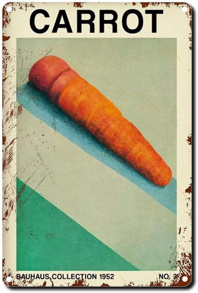 12x16 Inch Tin Sign Retro Vegetable Art Plant Table Carrot Eggplant ...
