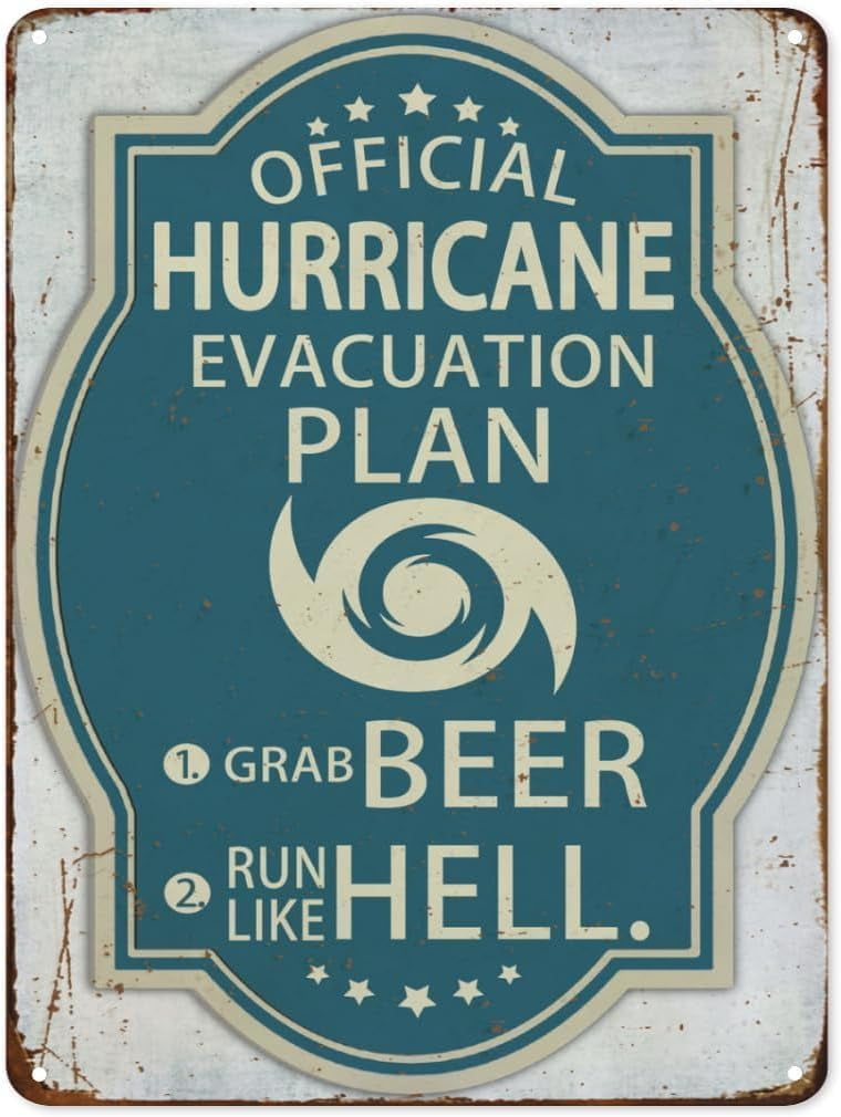 12x16 Inch Vintage Beer Signs Official Hurricane Evacuation Plan Metal ...
