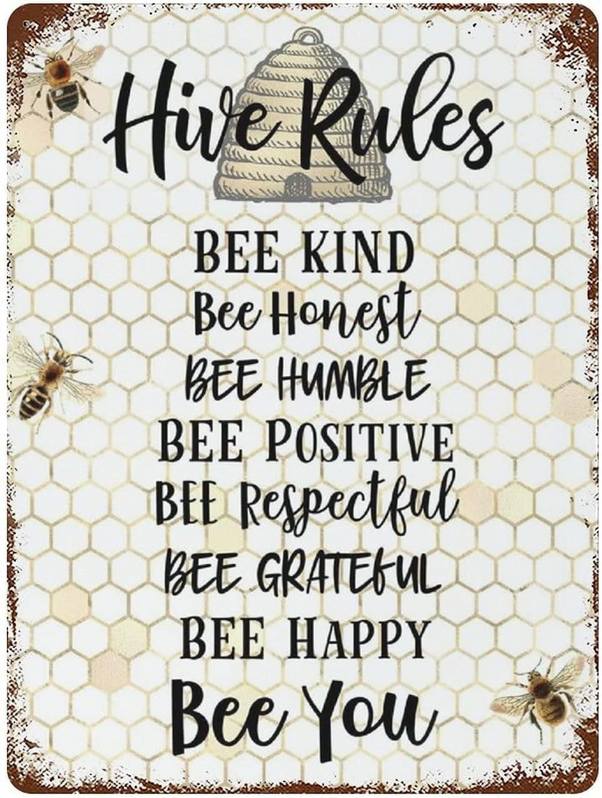 12x16 Inch Vintage Hive Rules Poster Metal Sign Be Kind Honey Bee Decor ...