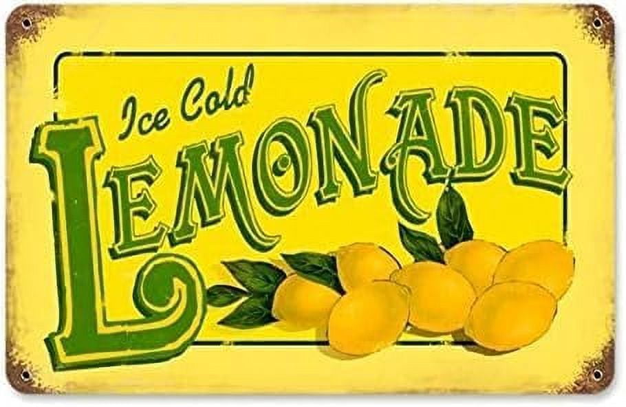12x16 Inch Vintage Ice Cold Lemonade Tin Sign Metal,Food And Drink ...