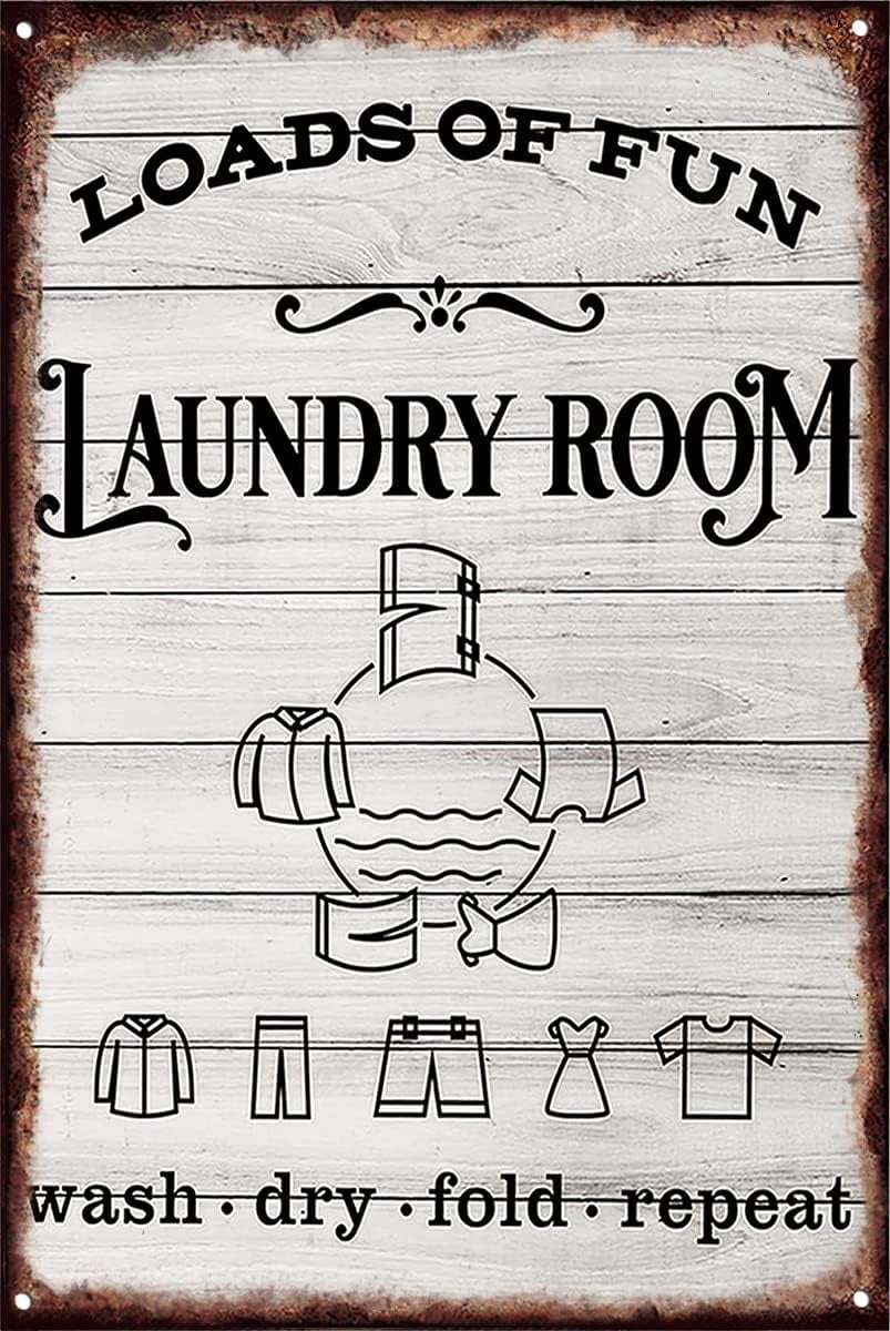 12x16 Inch Vintage Laundry Room Sign Canvas Wall Art Rustic Laundry ...