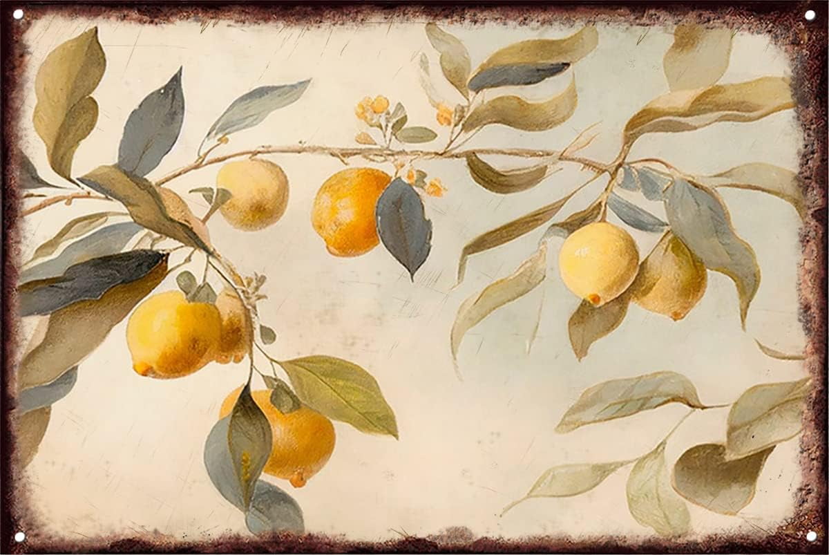 12x16 Inch Vintage Lemon Tree Antique Rustic Neutral Kitchen Art Goth ...
