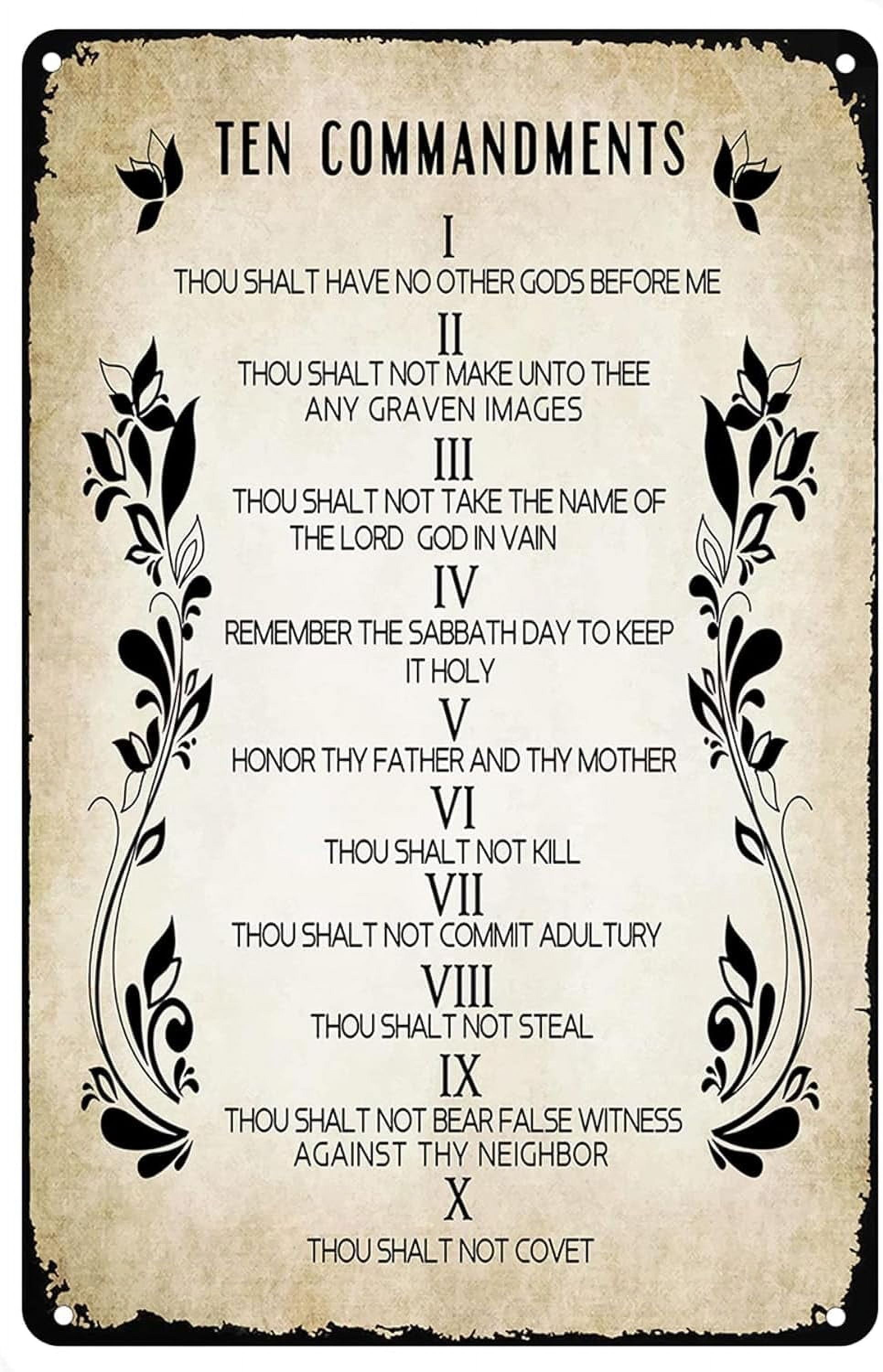12x16 Inch Vintage Ten Commandments Wall Decor - Antique Bible Verse ...