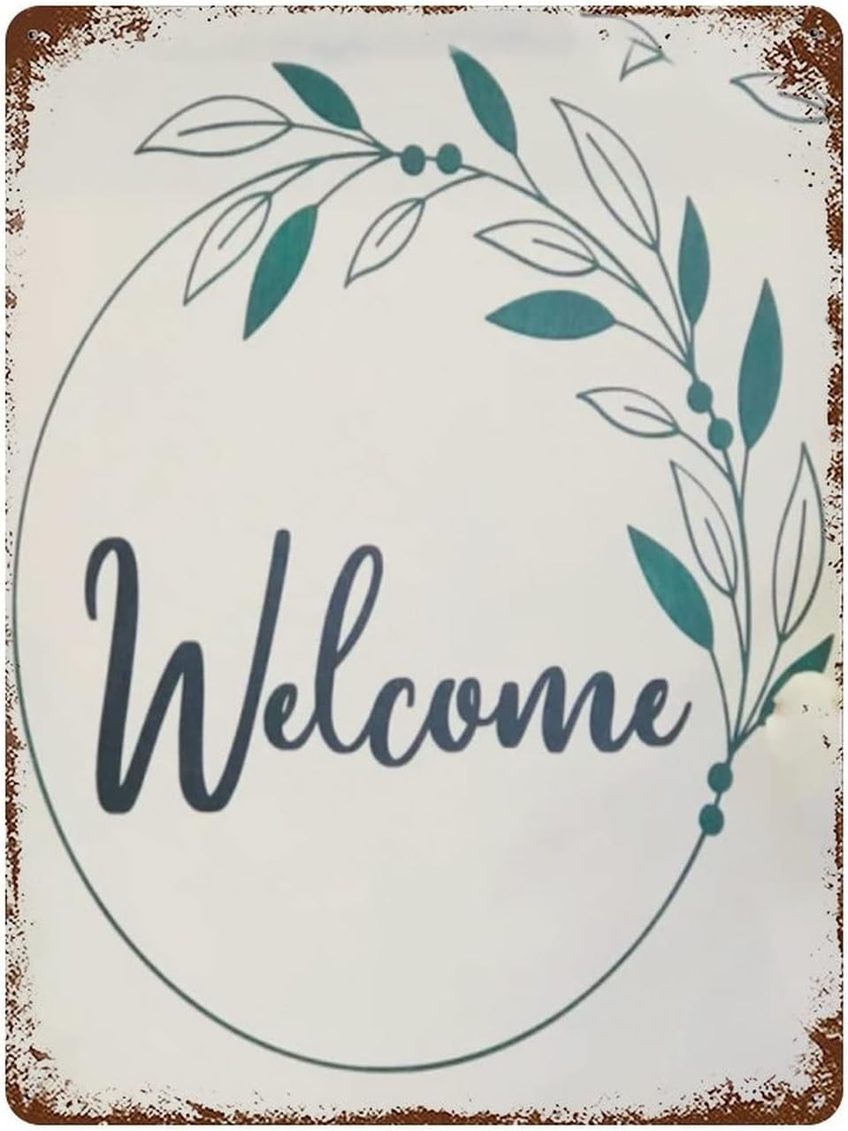 12x16 Inch Welcome Sign Welcome Wreath Metal Sign Summer Decor For ...