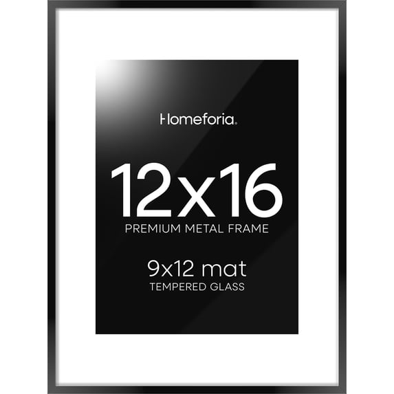 12x16 Picture Frame Black, High End Metal 12x16 Poster Frames with Mat ...