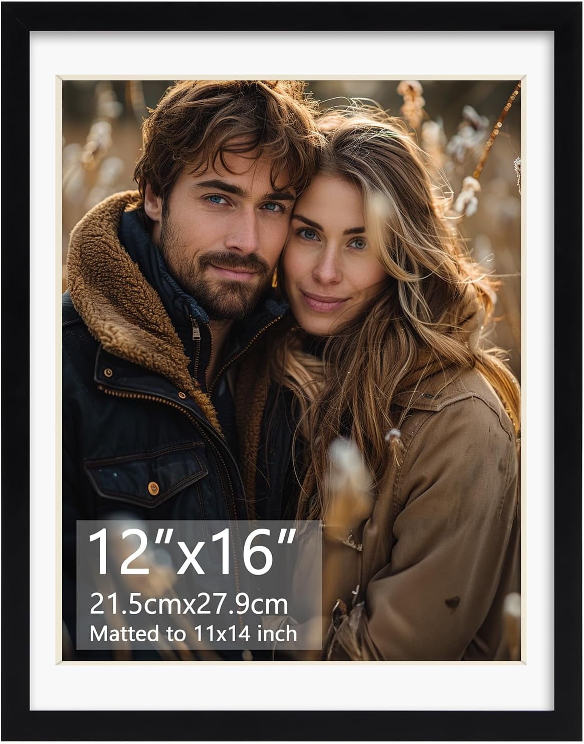 12x16 Picture Frame, Display Pictures 11x14 with Mat or 12x16 Without ...