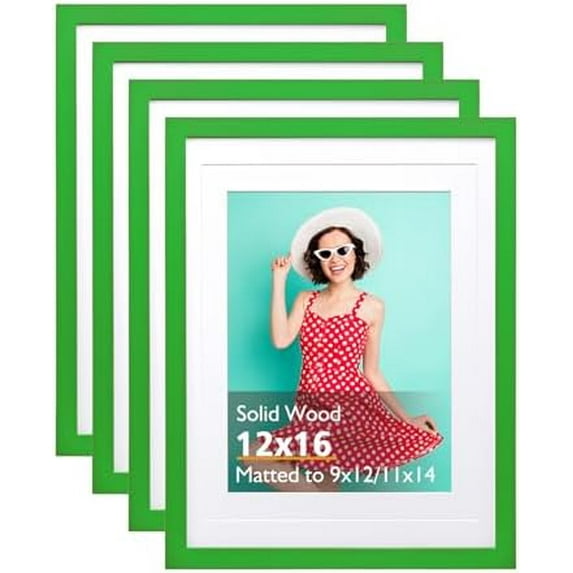 12x16 Picture Frame Grass Green, Solid Wood Frames with Acrylic ...