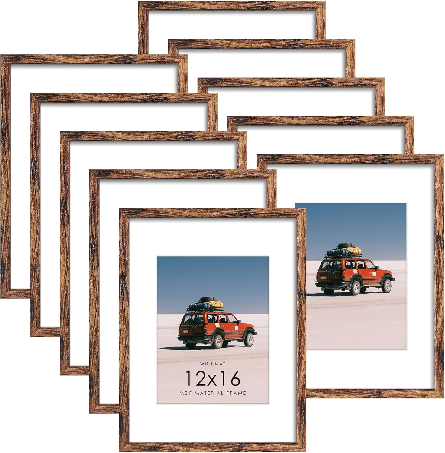 12x16 Picture Frame Sef of 10, Display Pictures 8.5x11 with Mat or 12 x 16 Without Mat, Photo ...