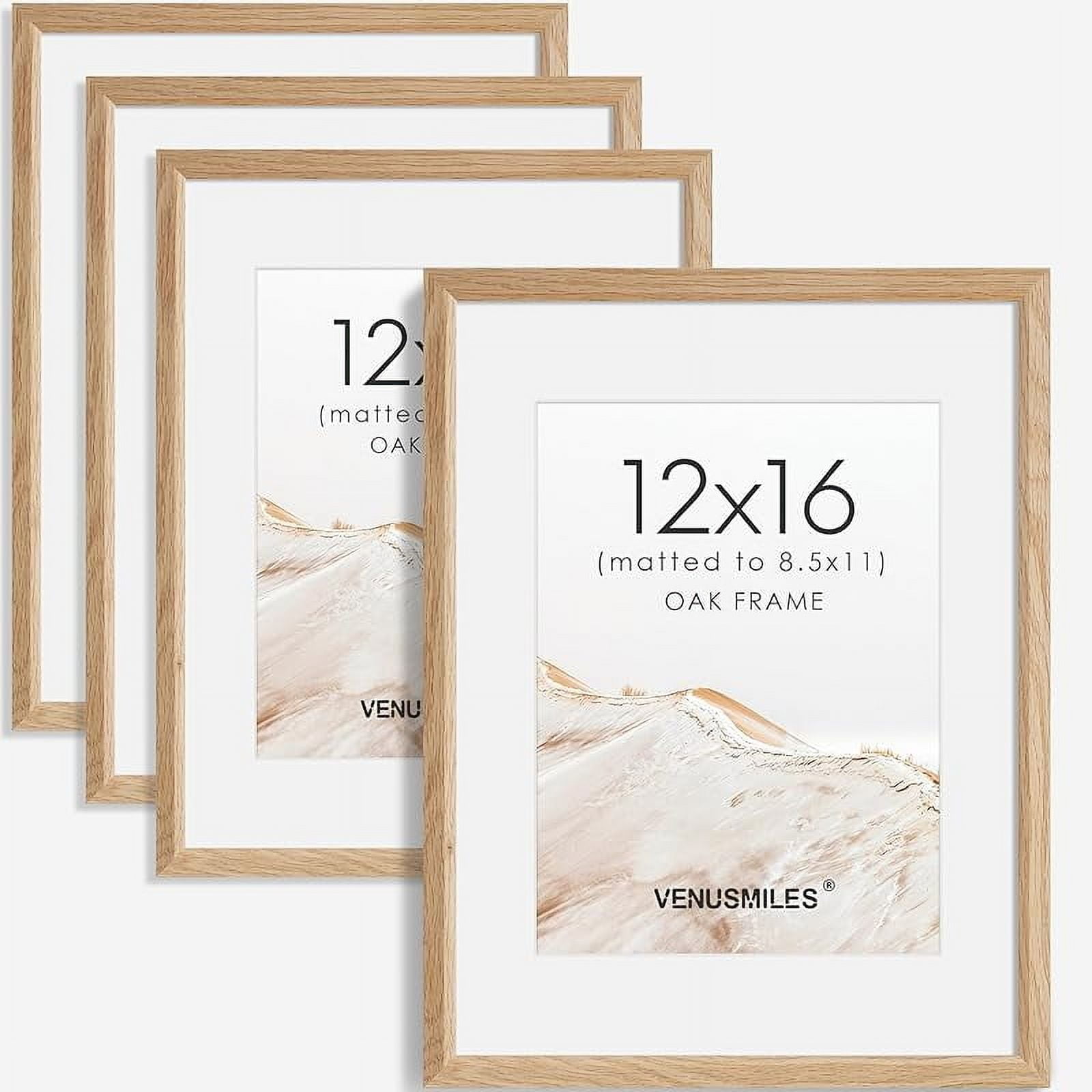 12x16 Picture Frame Set of 4 Natural Solid Walnut Photo Frames with 8 ...