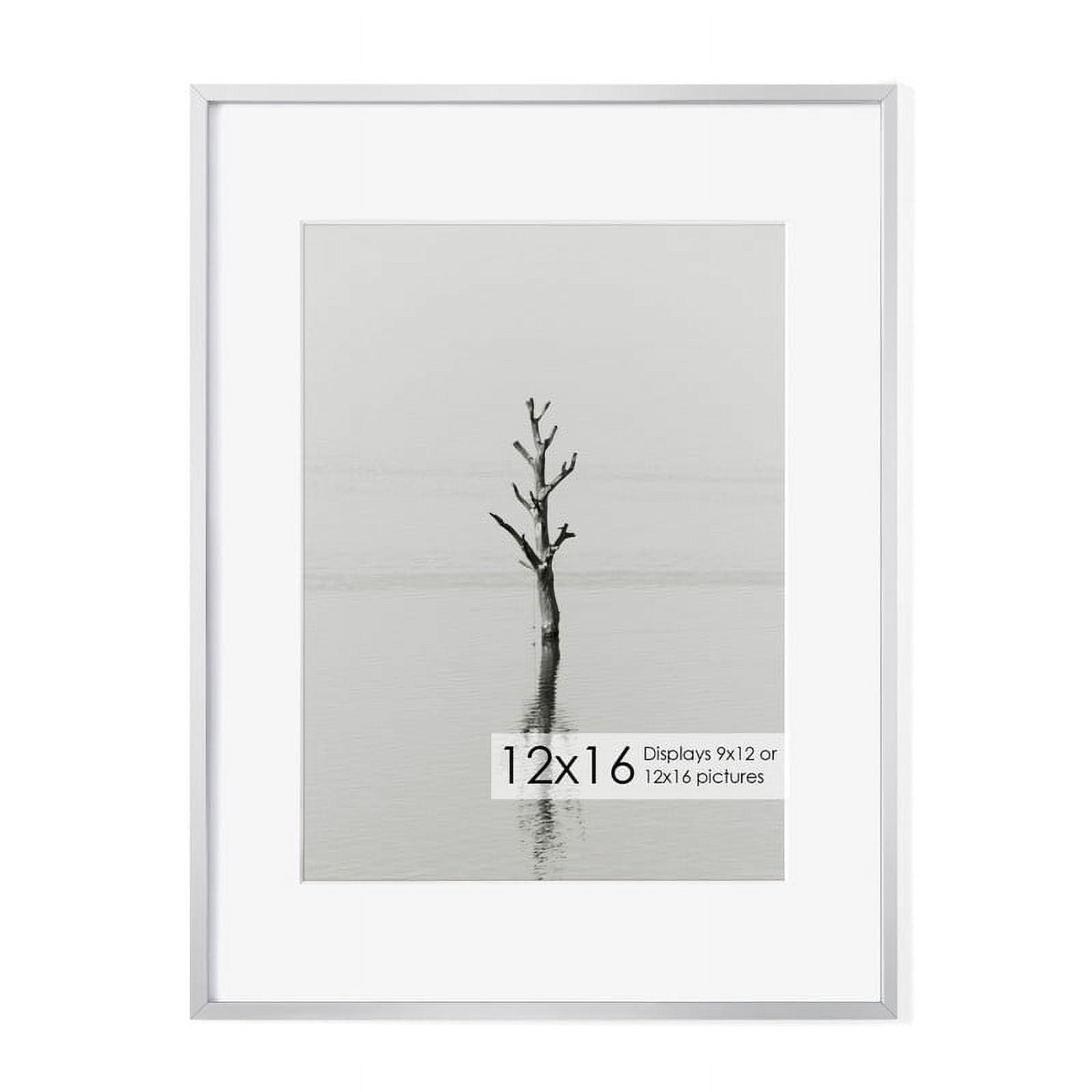 Fun Memories Aluminum Metal Picture Frame 12x16 with Mat for 9x12 ...