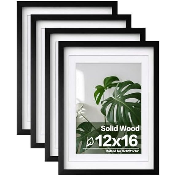 12x16 Picture Frames 4PCS Covered by Plexiglass, Made of Solid Wood ...