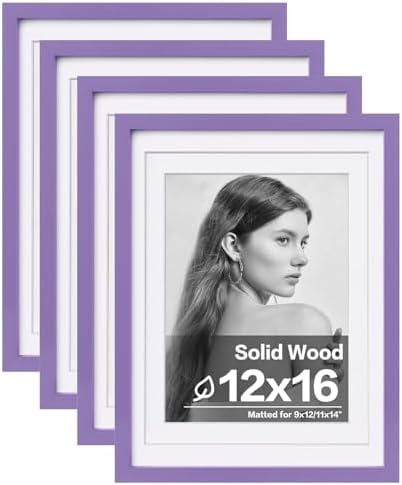 12x16 Picture Frames 4PCS Covered by Plexiglass, Made of Solid Wood ...