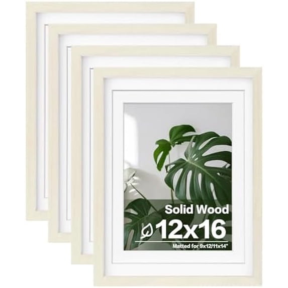 12x16 Picture Frames Set of 4, Made of Solid Wood Covered by Plexiglass ...