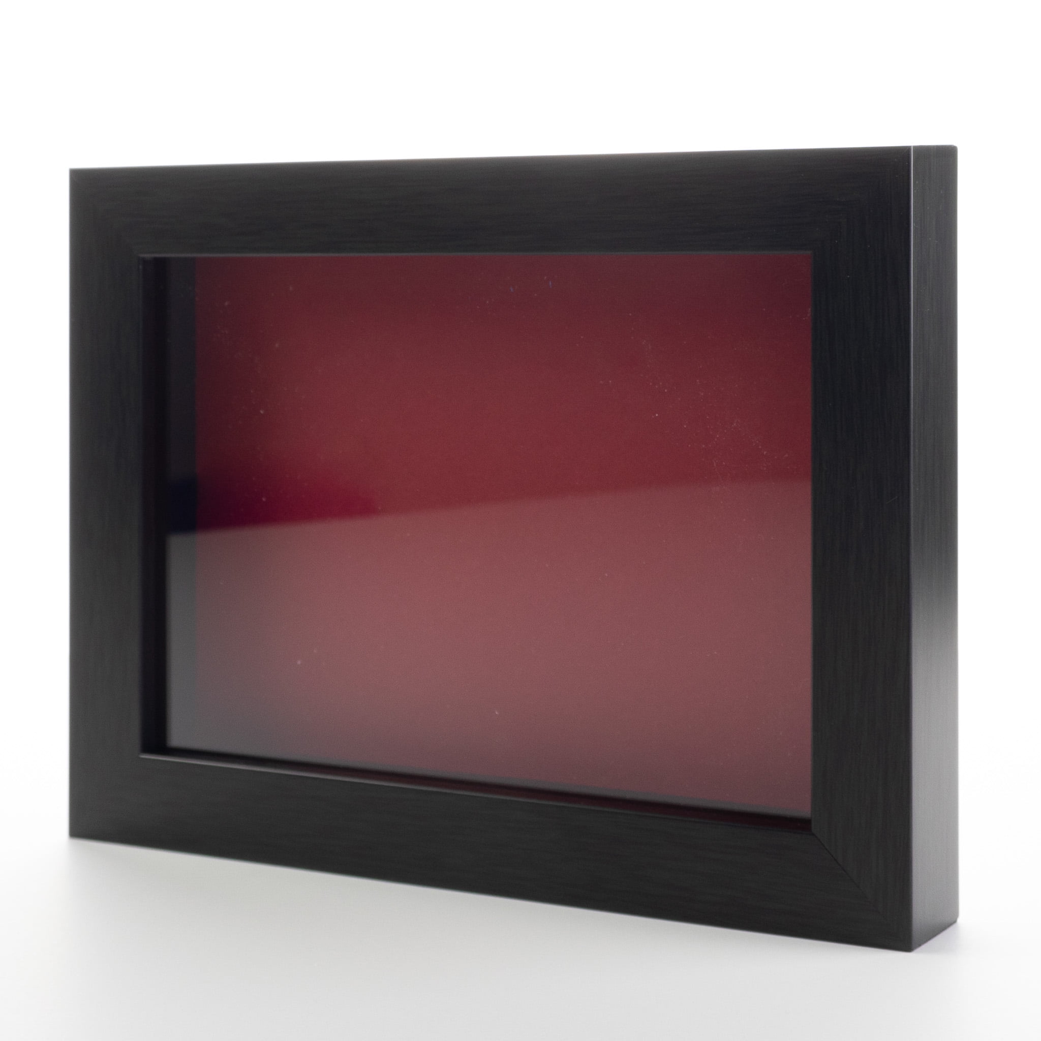 12x16 Shadow Box Frame Gray Stained Real Wood with a Red Acid-Free ...