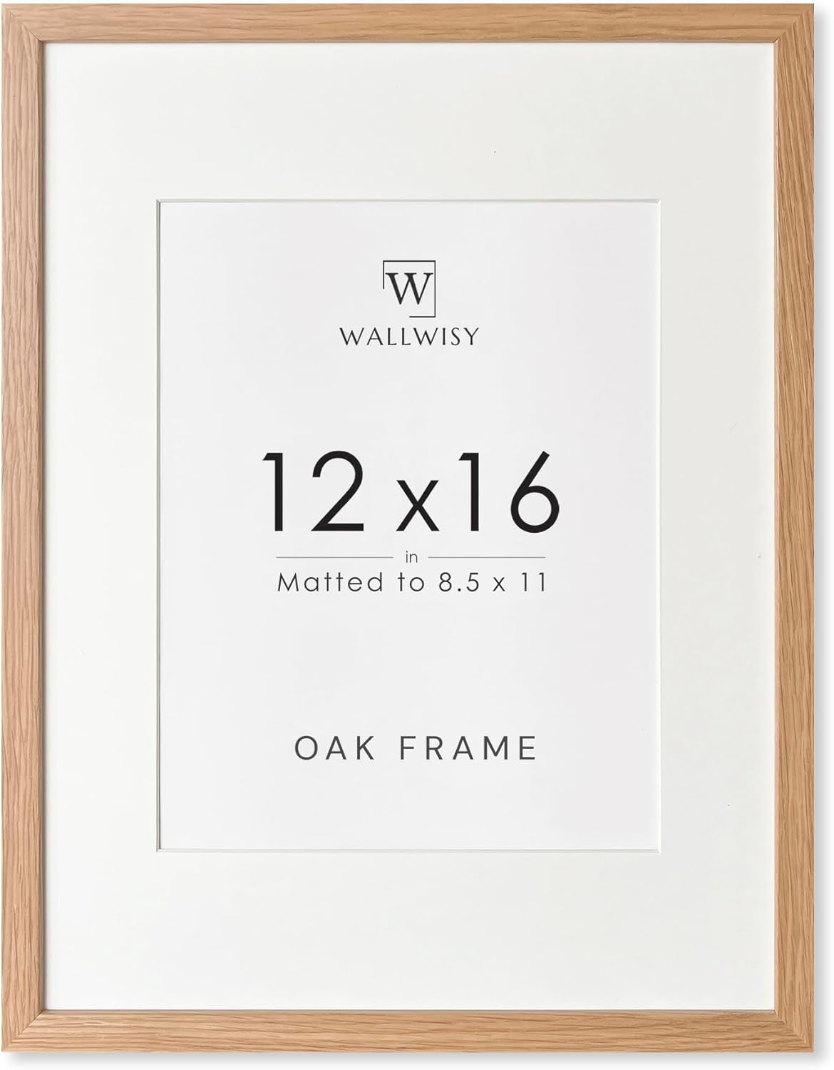 12x16 Solid Oak Picture Frame, 12x16 Wooden Photo Frame with Mat, 12 ...