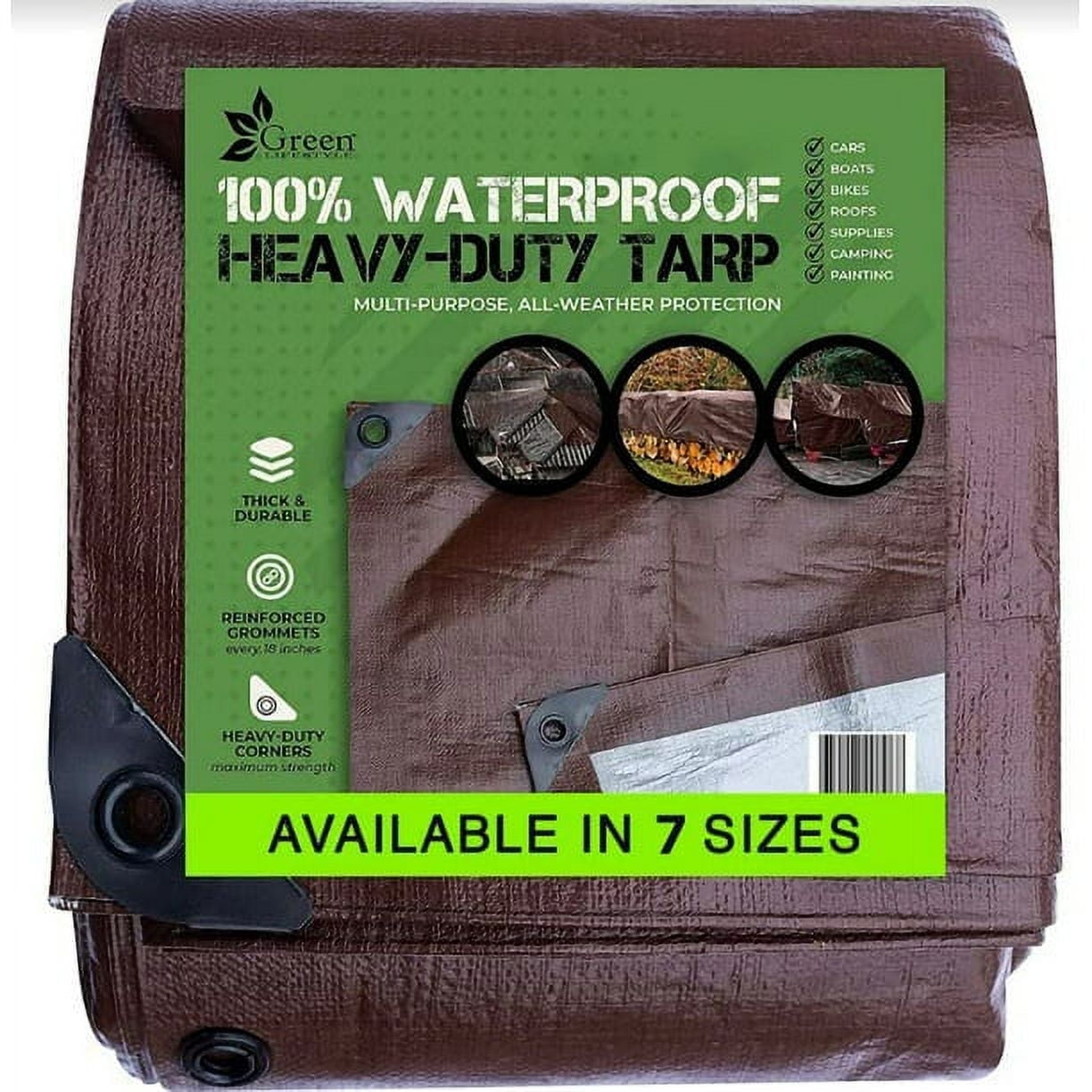 12x16 Tarps Heavy Duty Waterproof - Tarp Cover Brown/Silver, Thick ...