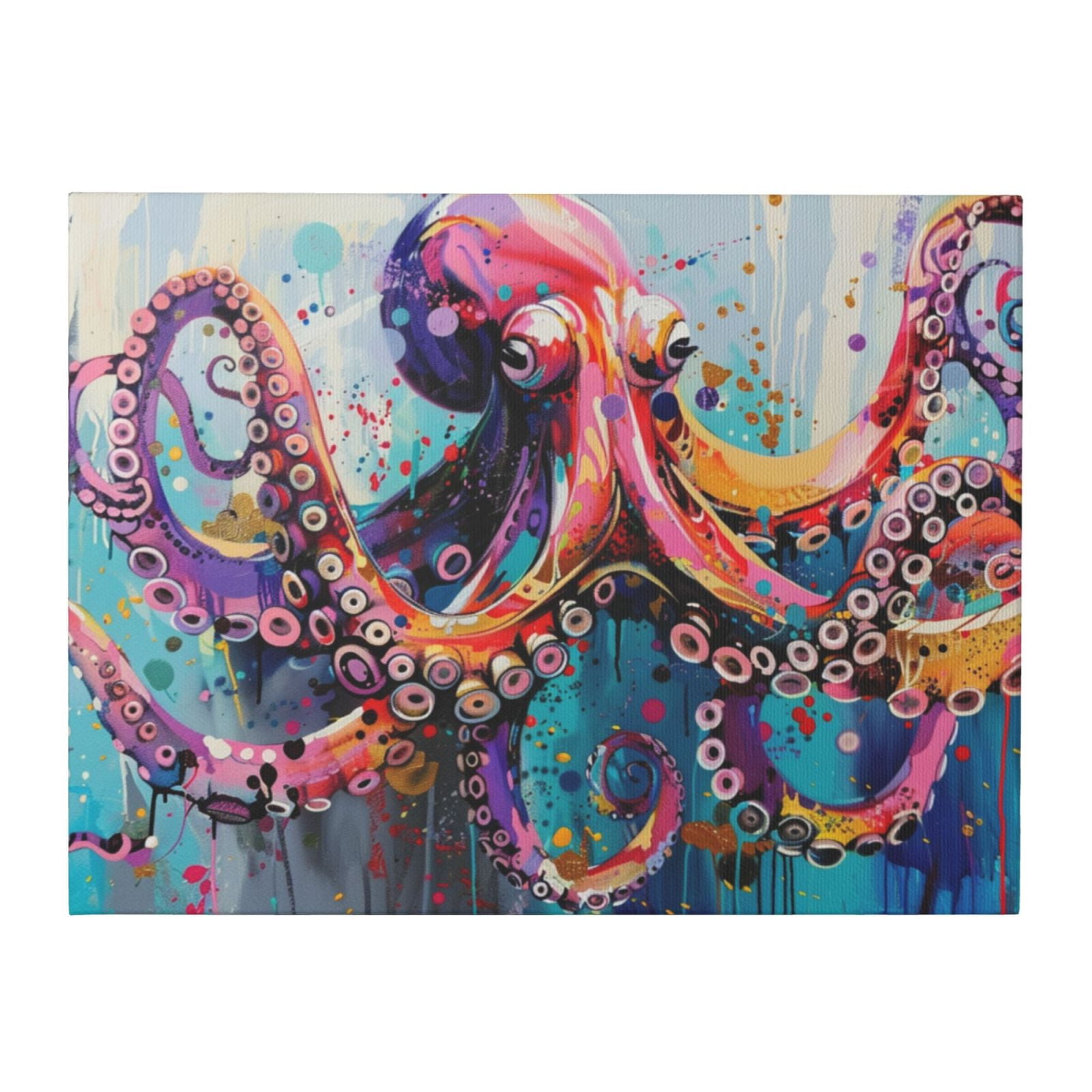 12x16 inch Bathroom Decor Canvas Hanging Picture Squid Graffiti,Aquarium,Man Cave,Hotels ...