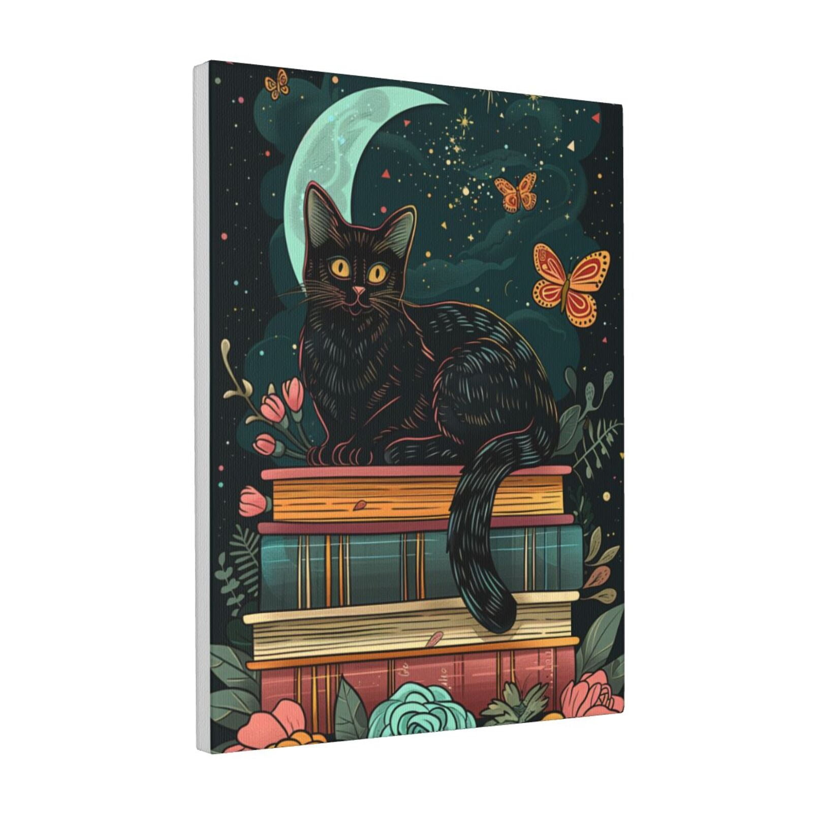 12x16 inch Black Cat & Rose Book Poster Decorative Paintings For Wall ...