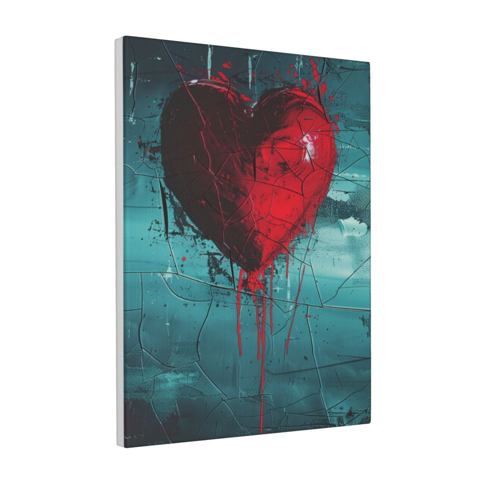 12x16 inch Broken Red Heart Graffiti Frameless Painting Canvas,Hotels ...