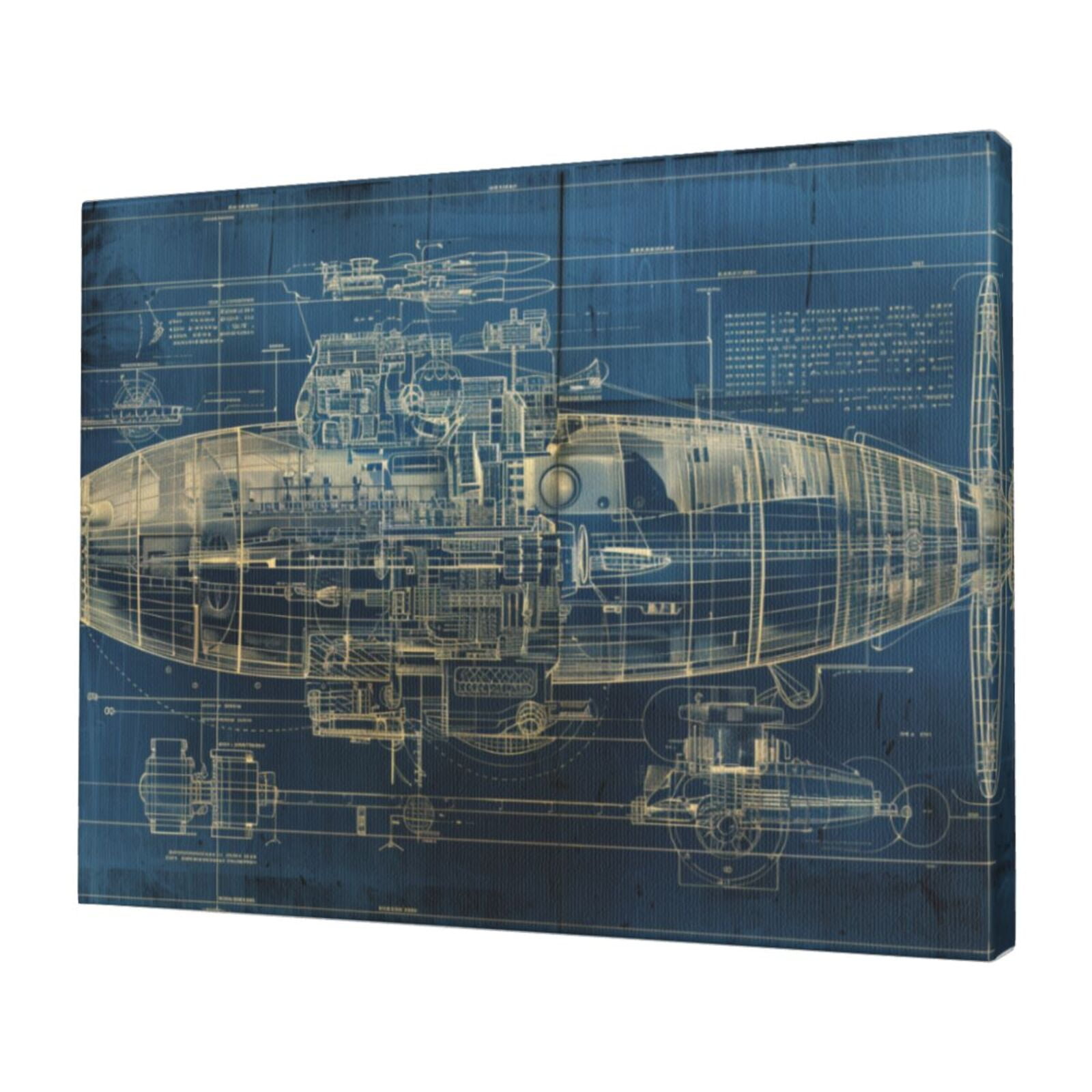 12x16 inch Canvas Frameless Painting Fun Submarine Design Drawing,Man ...
