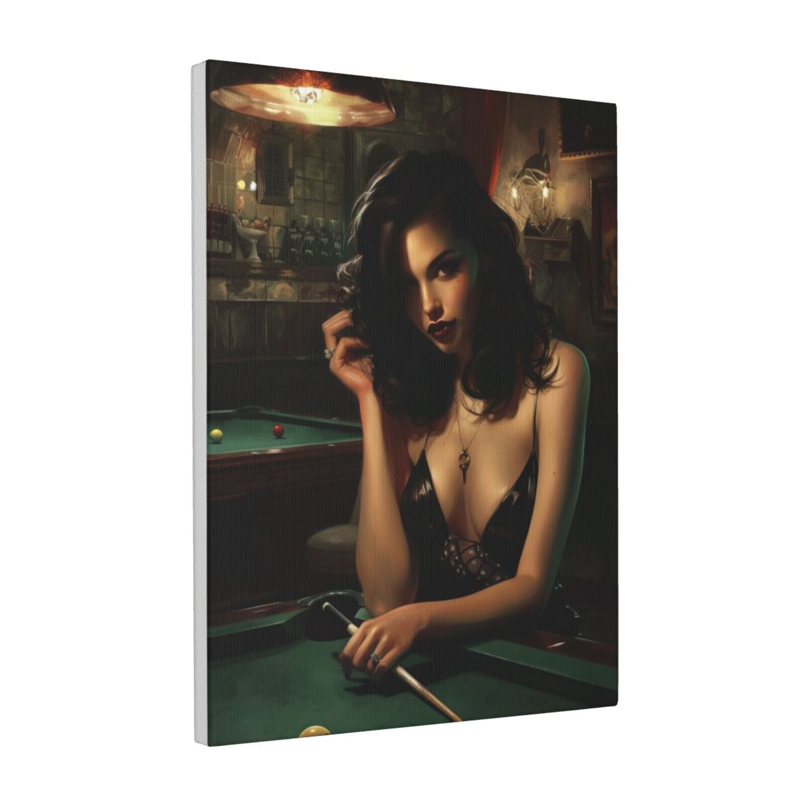 12x16 inch Canvas Frameless Painting Poster Sexy Billiards Table Woman,Vintage Billiards Arena ...