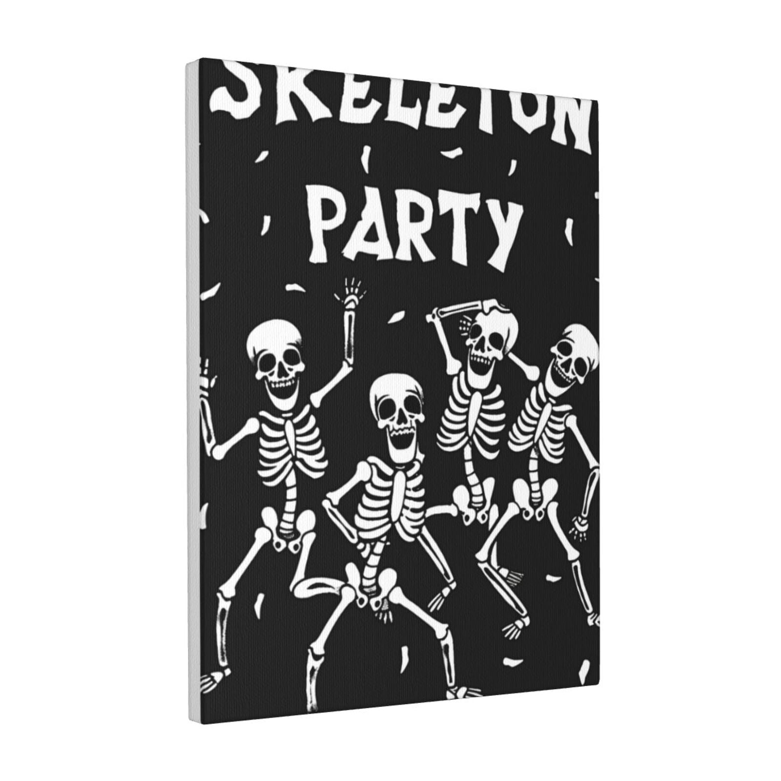 12x16 inch Canvas Frameless Painting 'Skeleton Party' Slogan Dancing ...