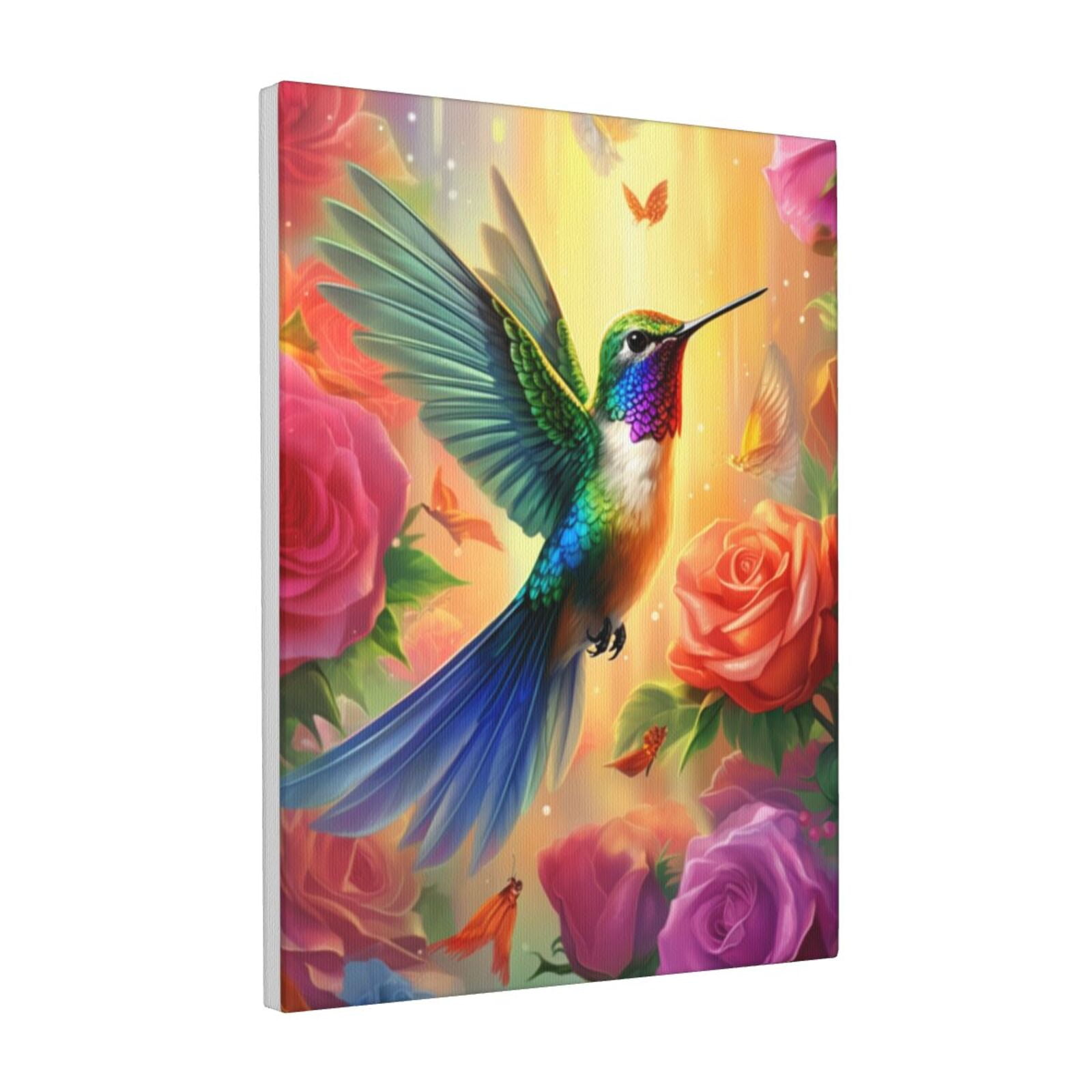 12x16 inch Canvas Hanging Picture Bird & Roses,Rainbow Florists Wall ...