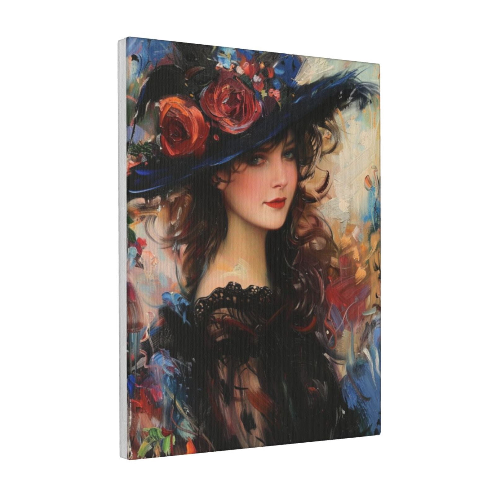 12x16 inch Canvas Hanging Picture Elegant Hatted Woman,Woman Cave ...