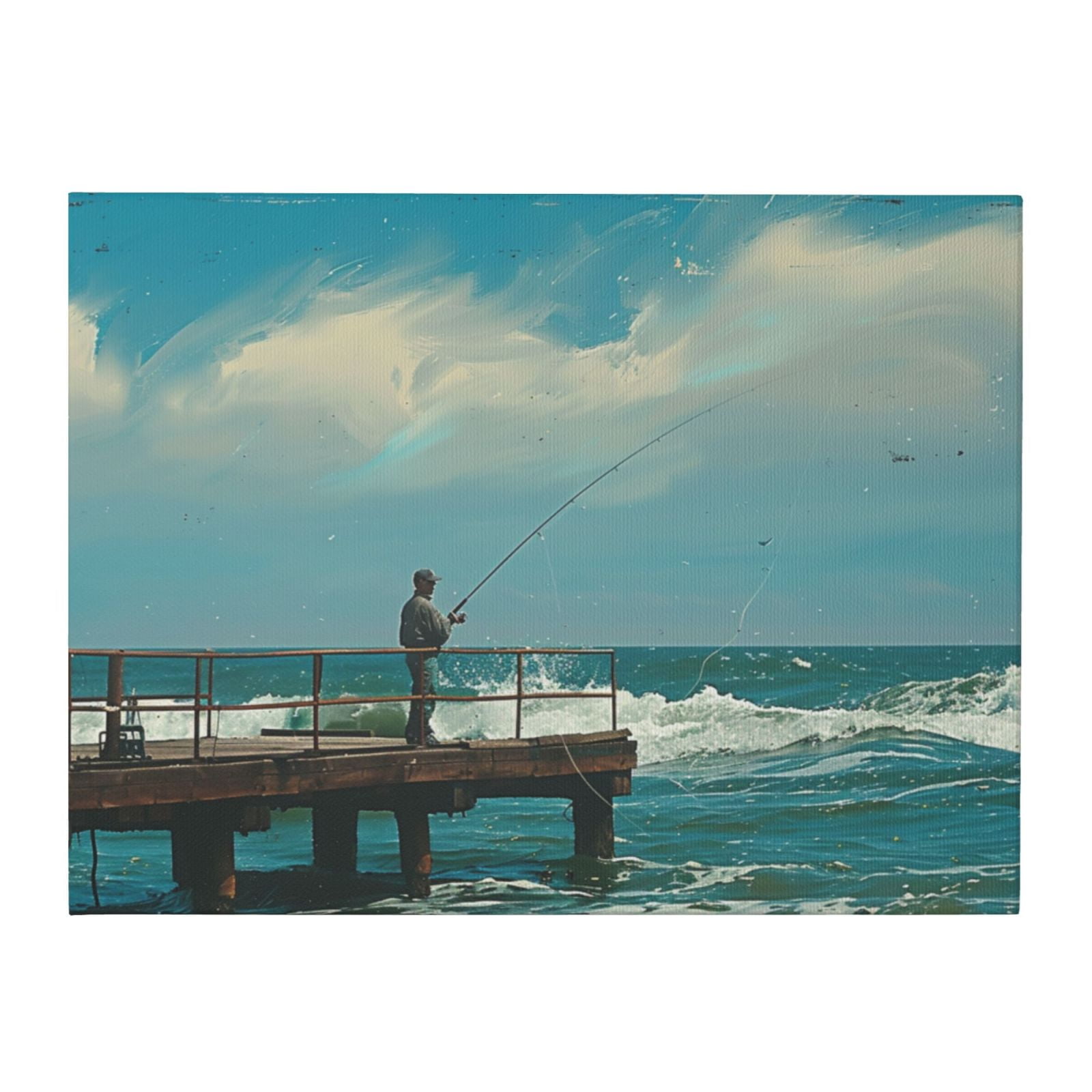12x16 inch Canvas Hanging Picture Fishing Man Bathroom Decor,Home Room ...