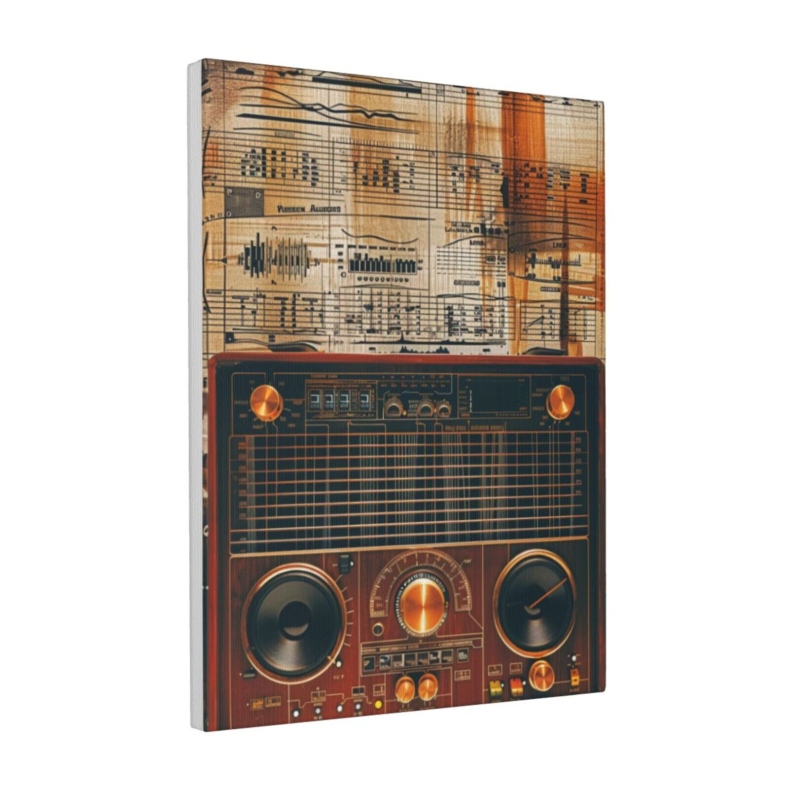 12x16 inch Canvas Hanging Picture Vintage Radio And Sheet Music,Rustic ...