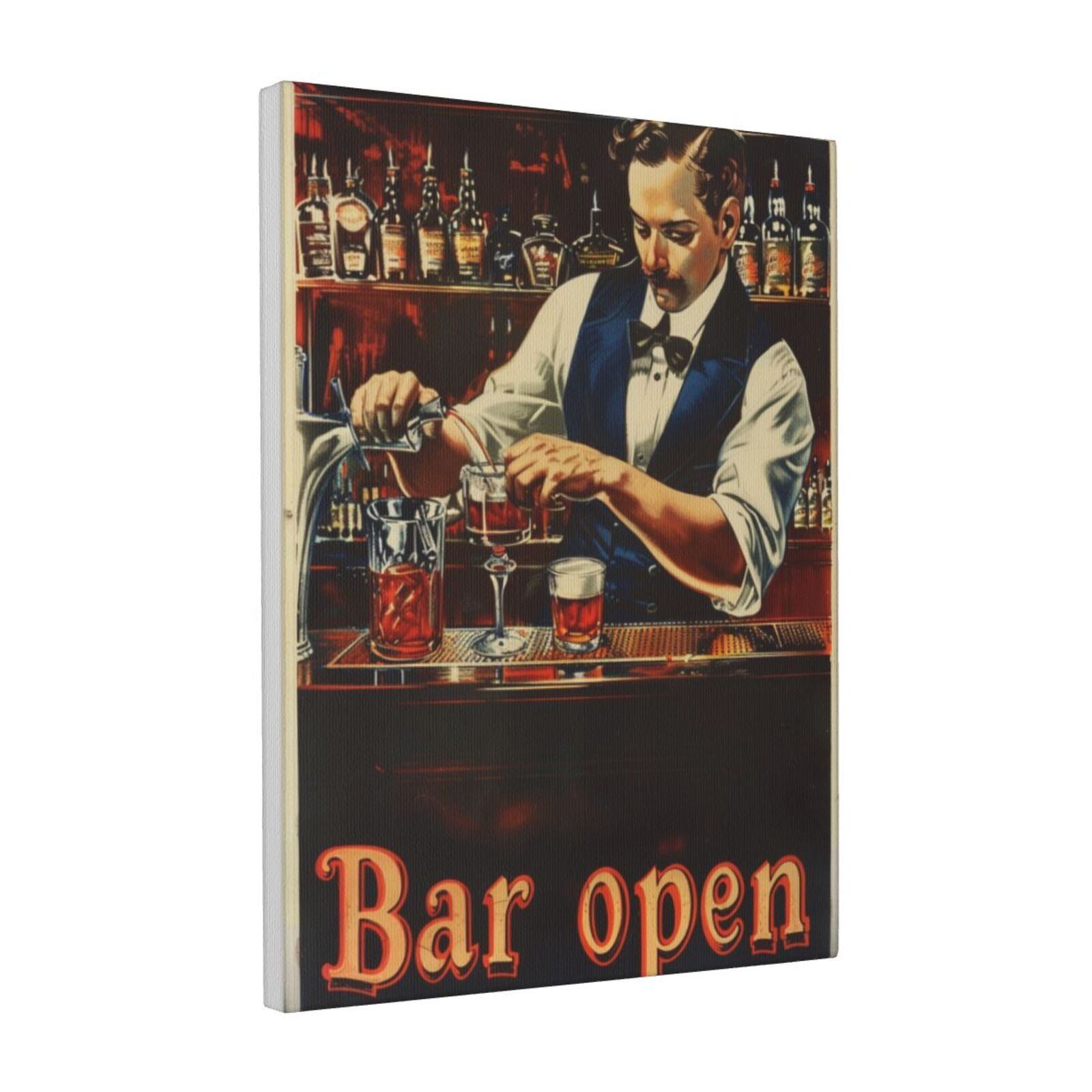 12x16 inch Canvas For Painting Bartender ‘bar Open’ Slogan,Classic Bar ...