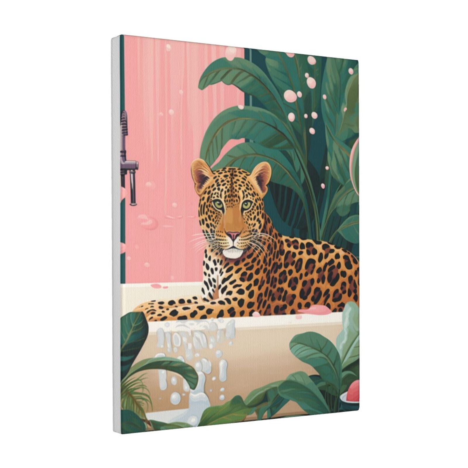 12x16 inch Canvas Painting Wall Art Bathing Time Of Leopards,Farmhouse ...
