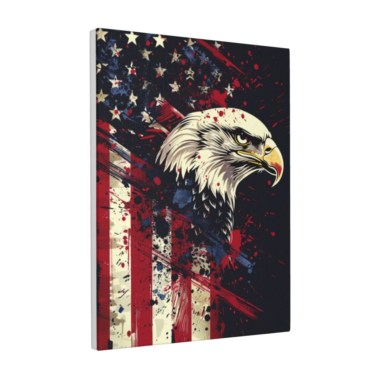 12x16 inch Canvas Painting Wall Art Star Spangled Banner Eagle,Yard,Man ...