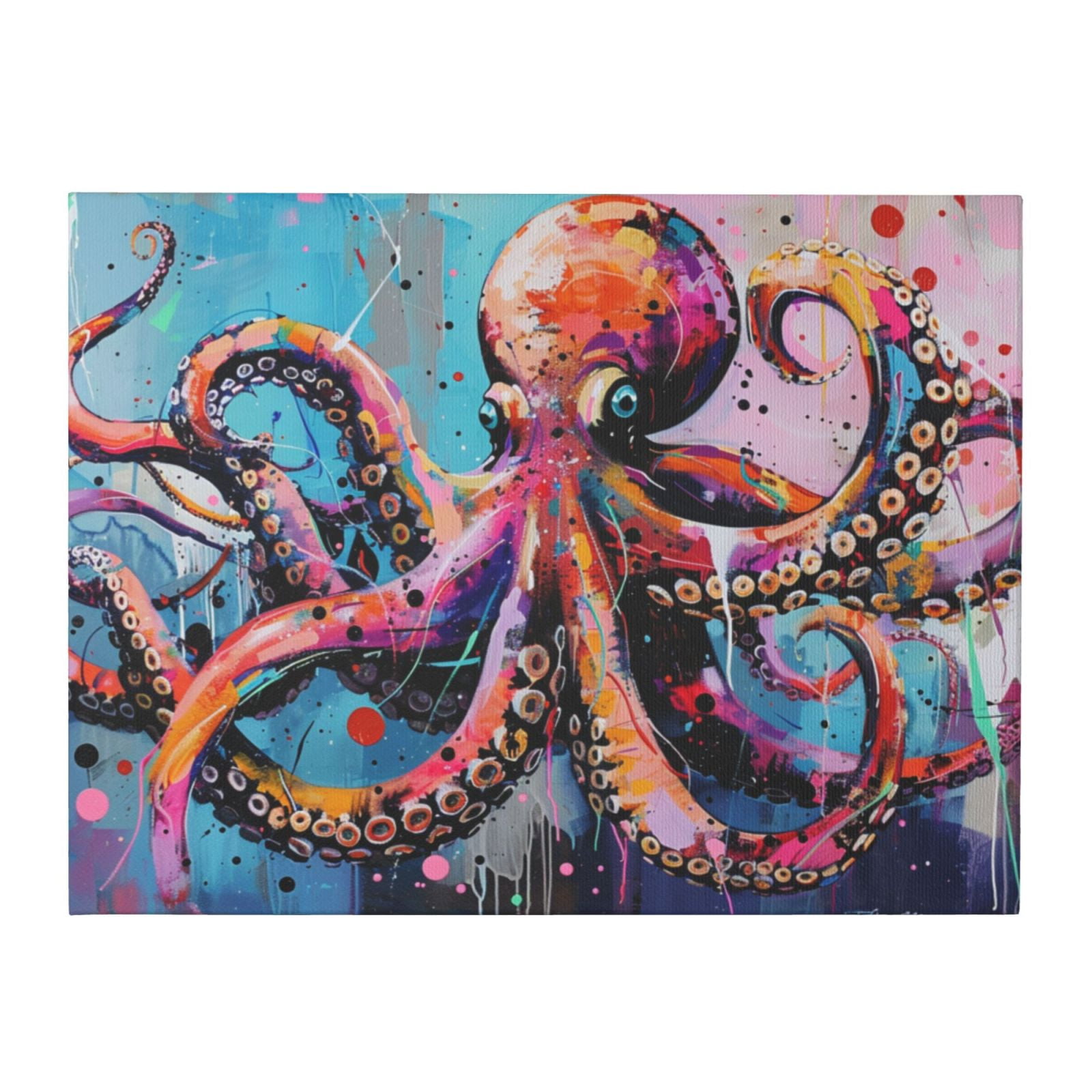12x16 inch Canvas Painting Wall Decor Colorful Squid Graffiti,Bedroom,Kitchen,Man Cave,Cafes ...