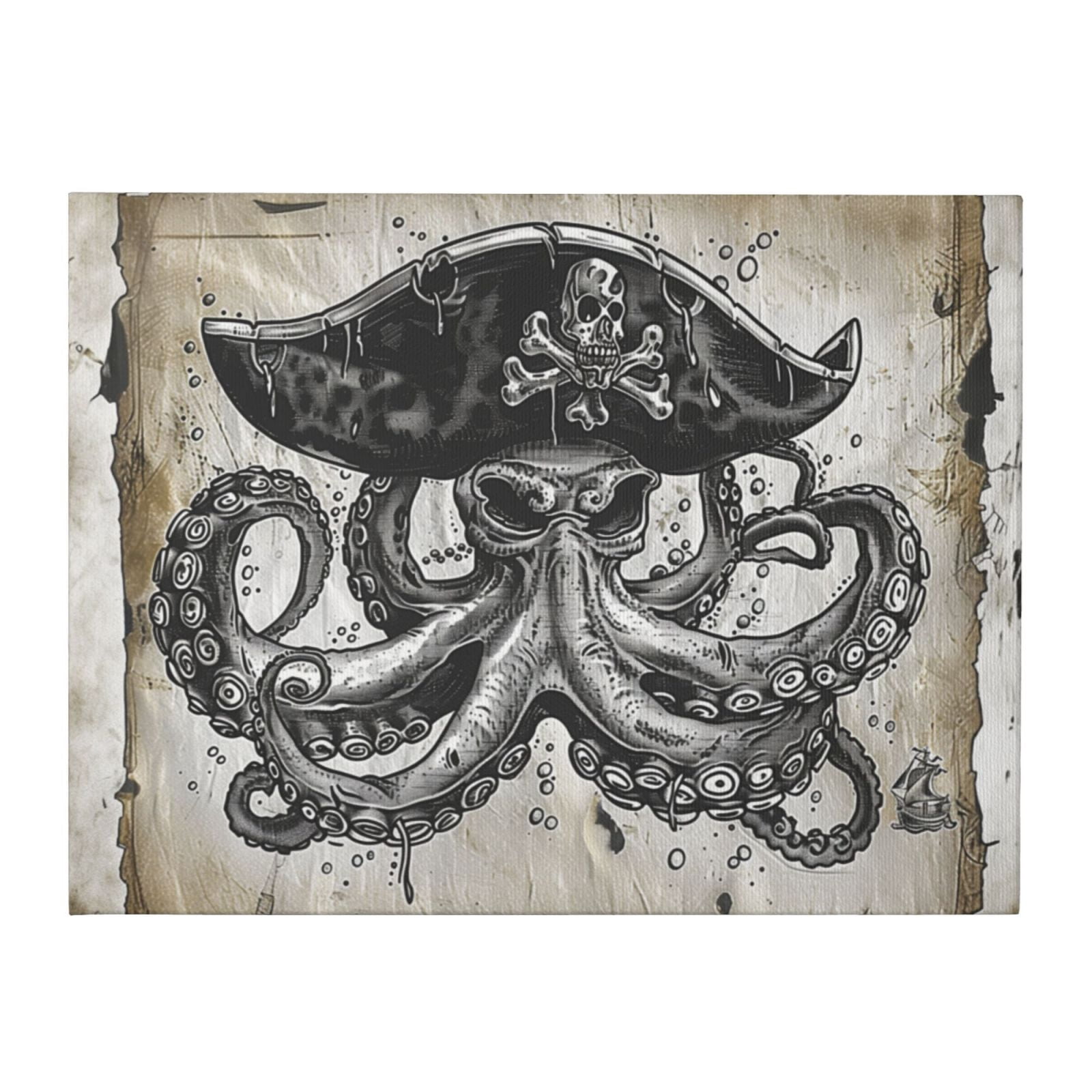 12x16 inch Canvas Paintings For Bathroom Squid Pirate King,Bathroom,Man ...
