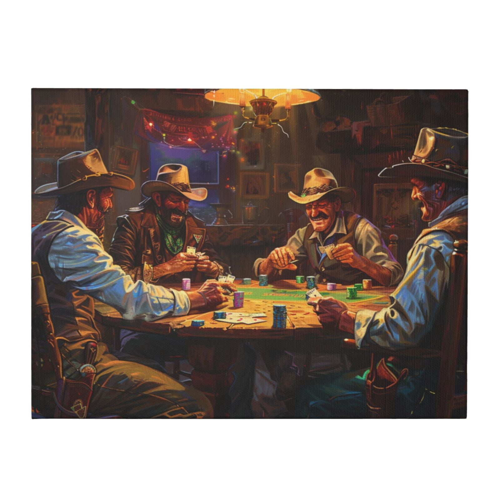 12x16 inch Canvas Paintings Wall Art Cowboy Playing Poker,Funny Men ...