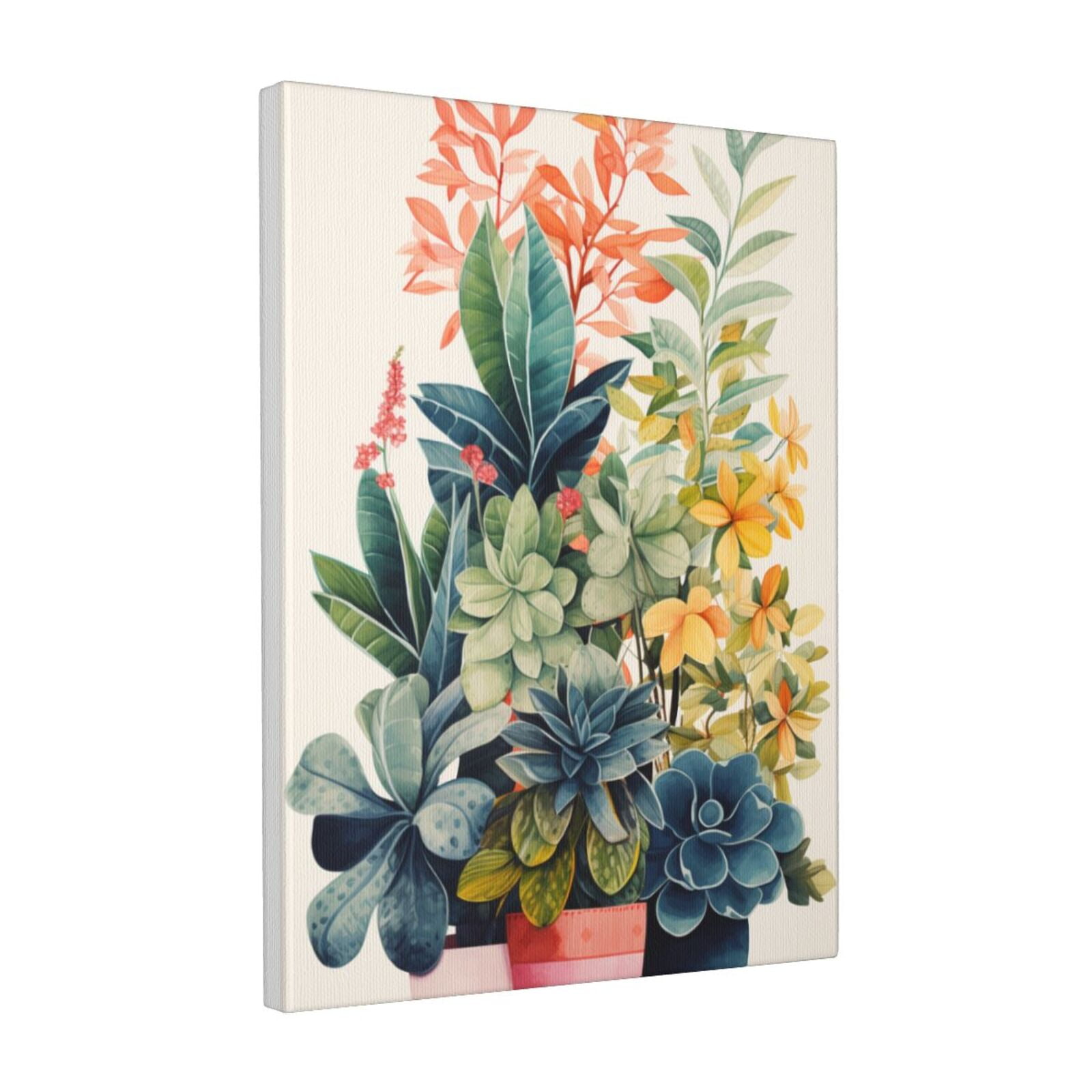 12x16 inch Canvas Paintings Wall Art Watercolor Flowers Plant Potted ...