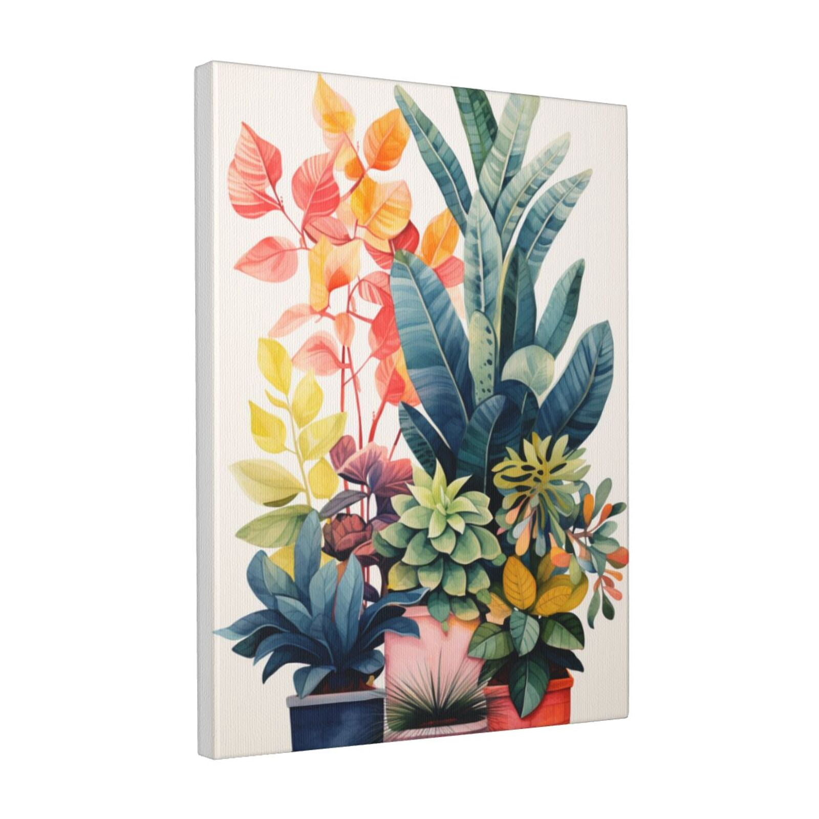12x16 inch Canvas Pictures Poster Watercolor Flowerpot Flowers ...