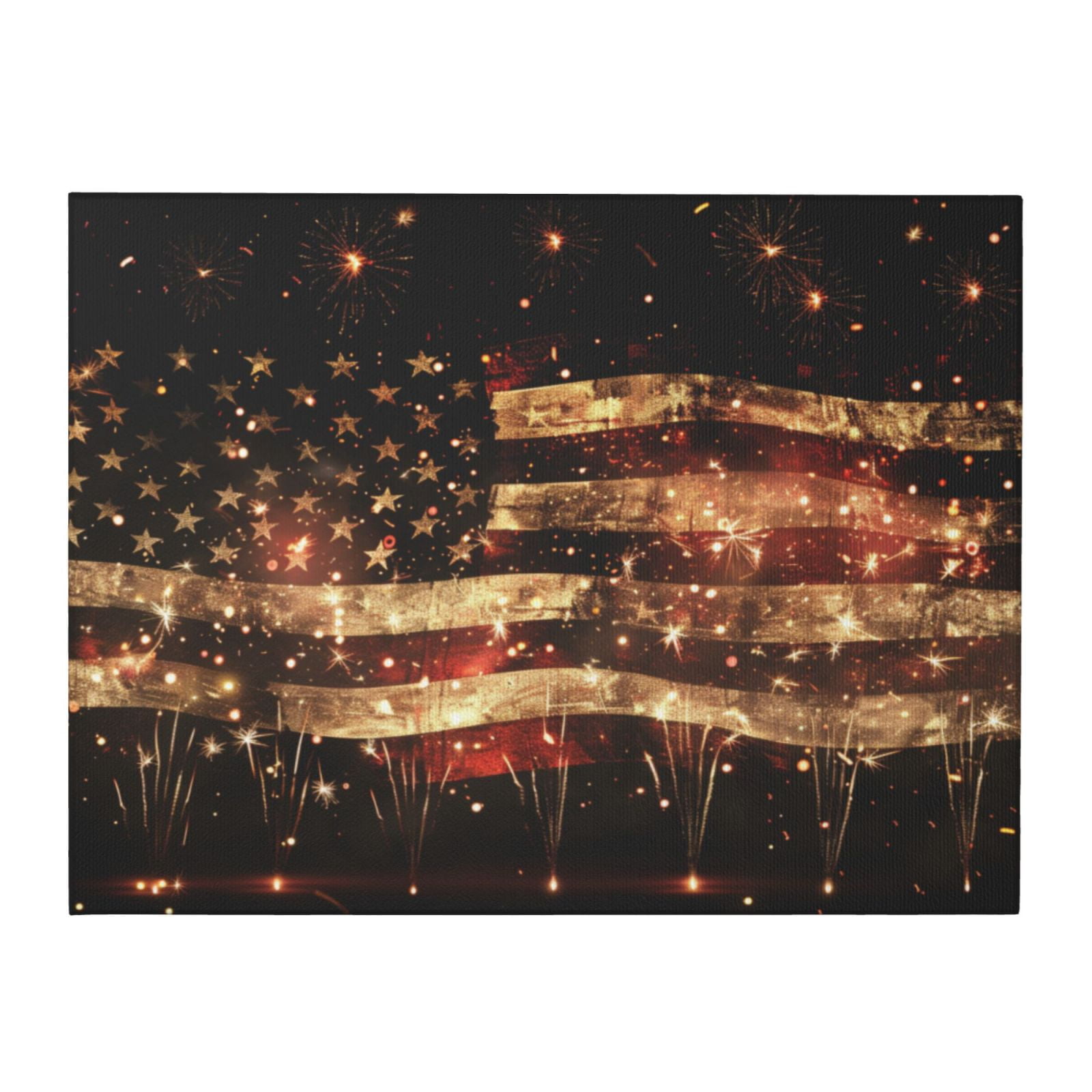 12x16 inch Frameless Canvas Painting Star Spangled Banner & Fireworks ...