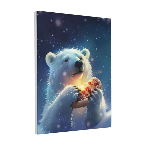 12x16 inch Oil Paintings Canvas Wall Art White Bears Eat Pizza,Indoor ...